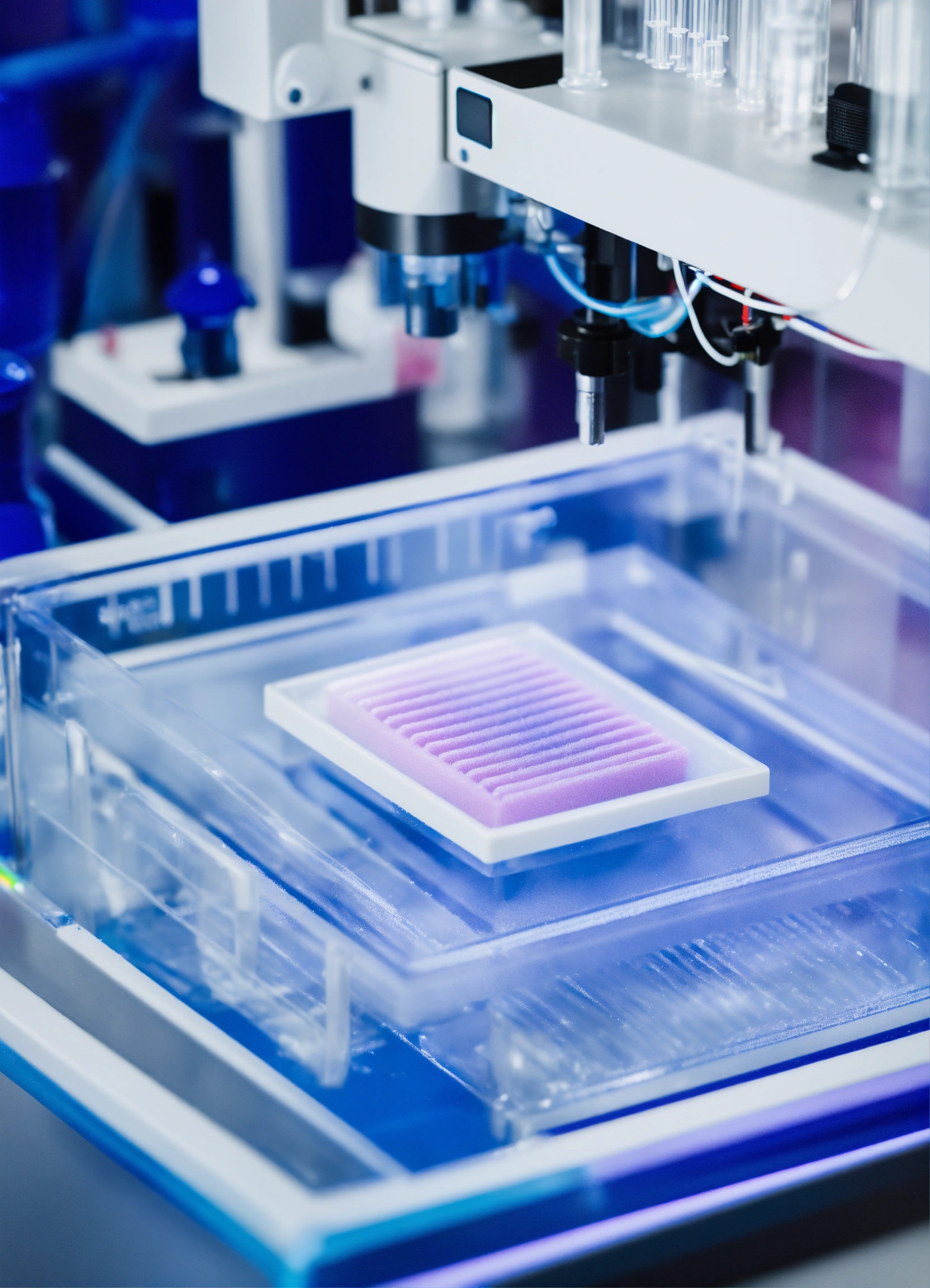 Lexica - 3d bioprinting of single fine channles in white mass, zoomed ...