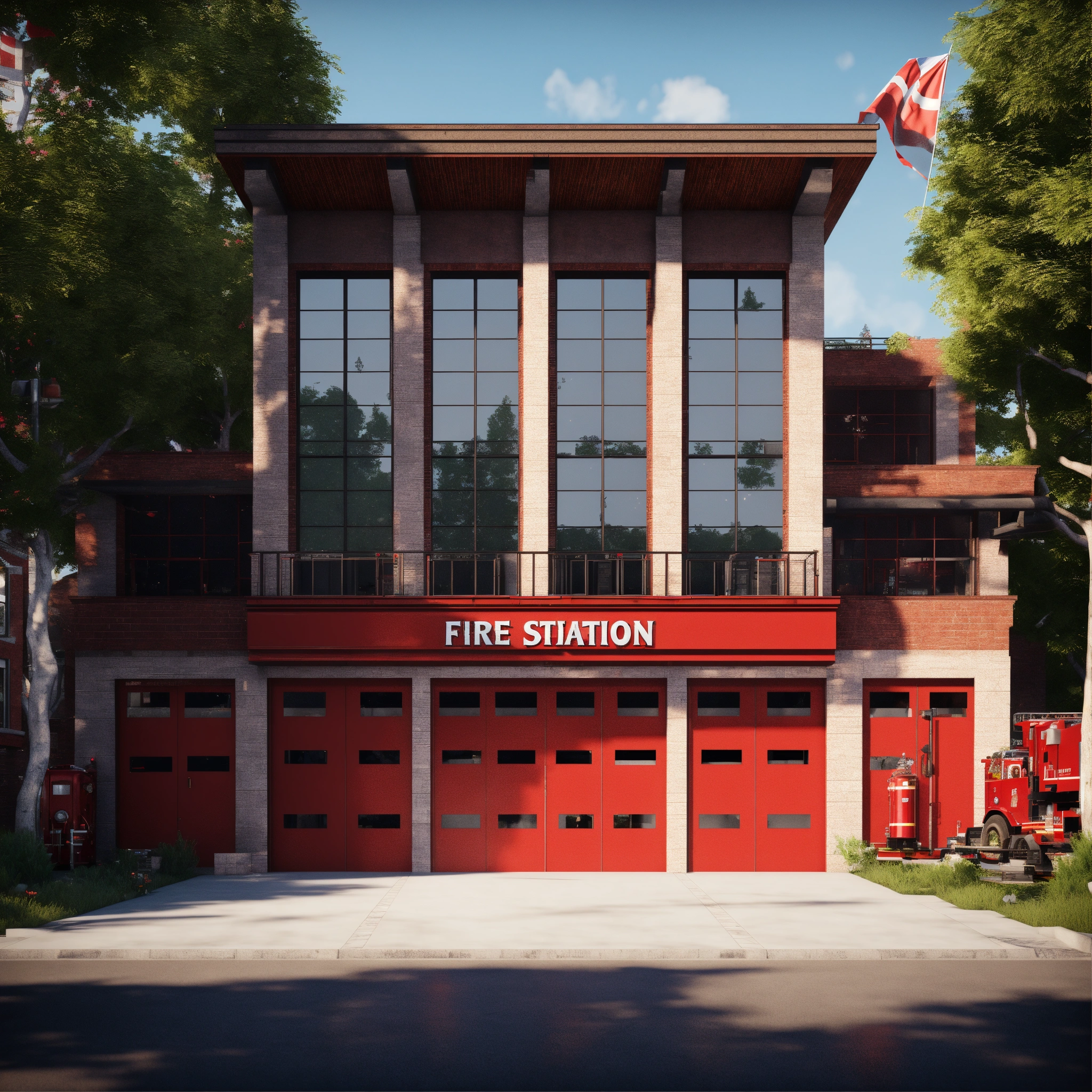Lexica - Fire station, unreal engine render 8k.