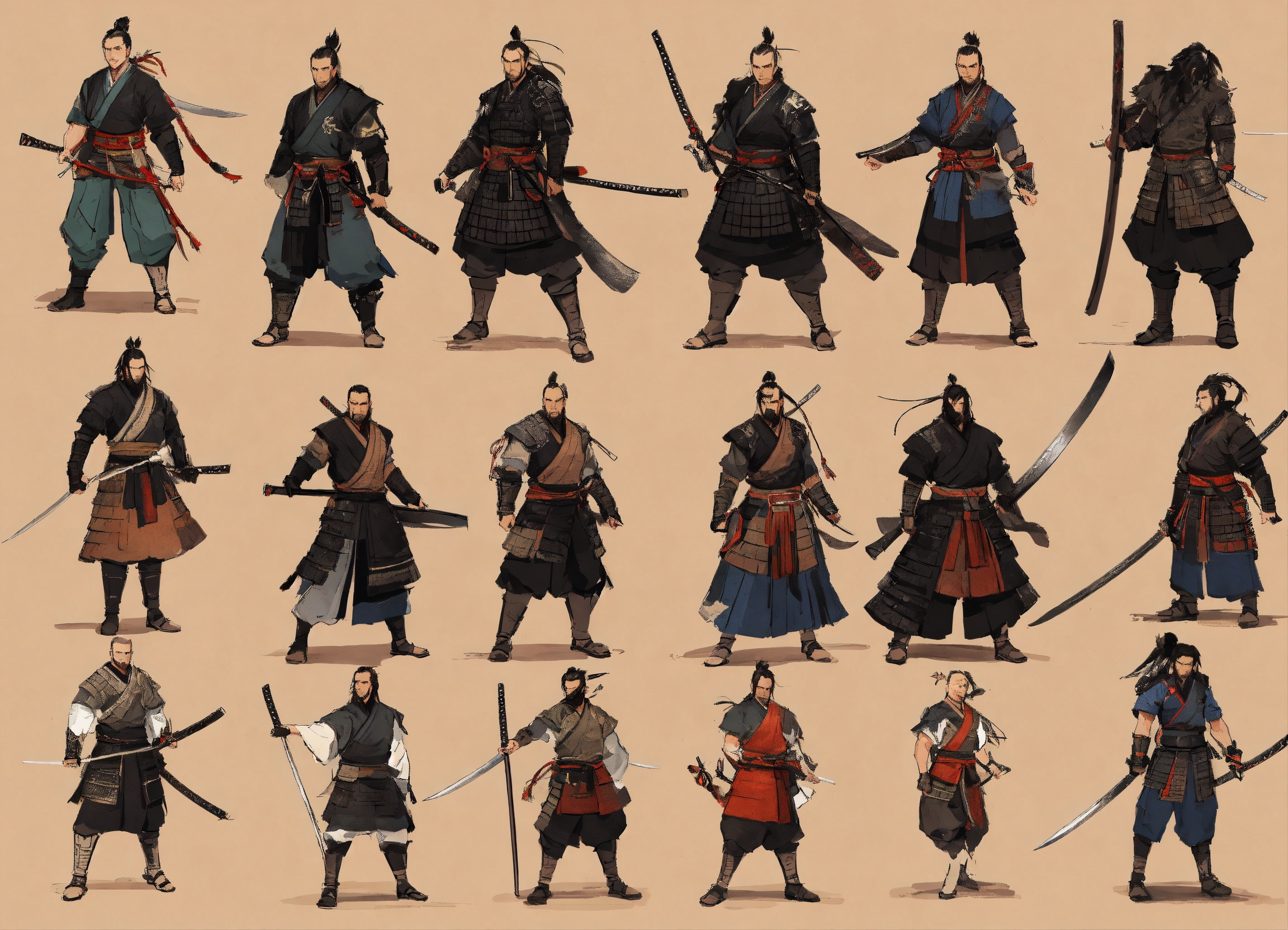 Lexica - Concept art of Samurai, 12 different designs with different ...