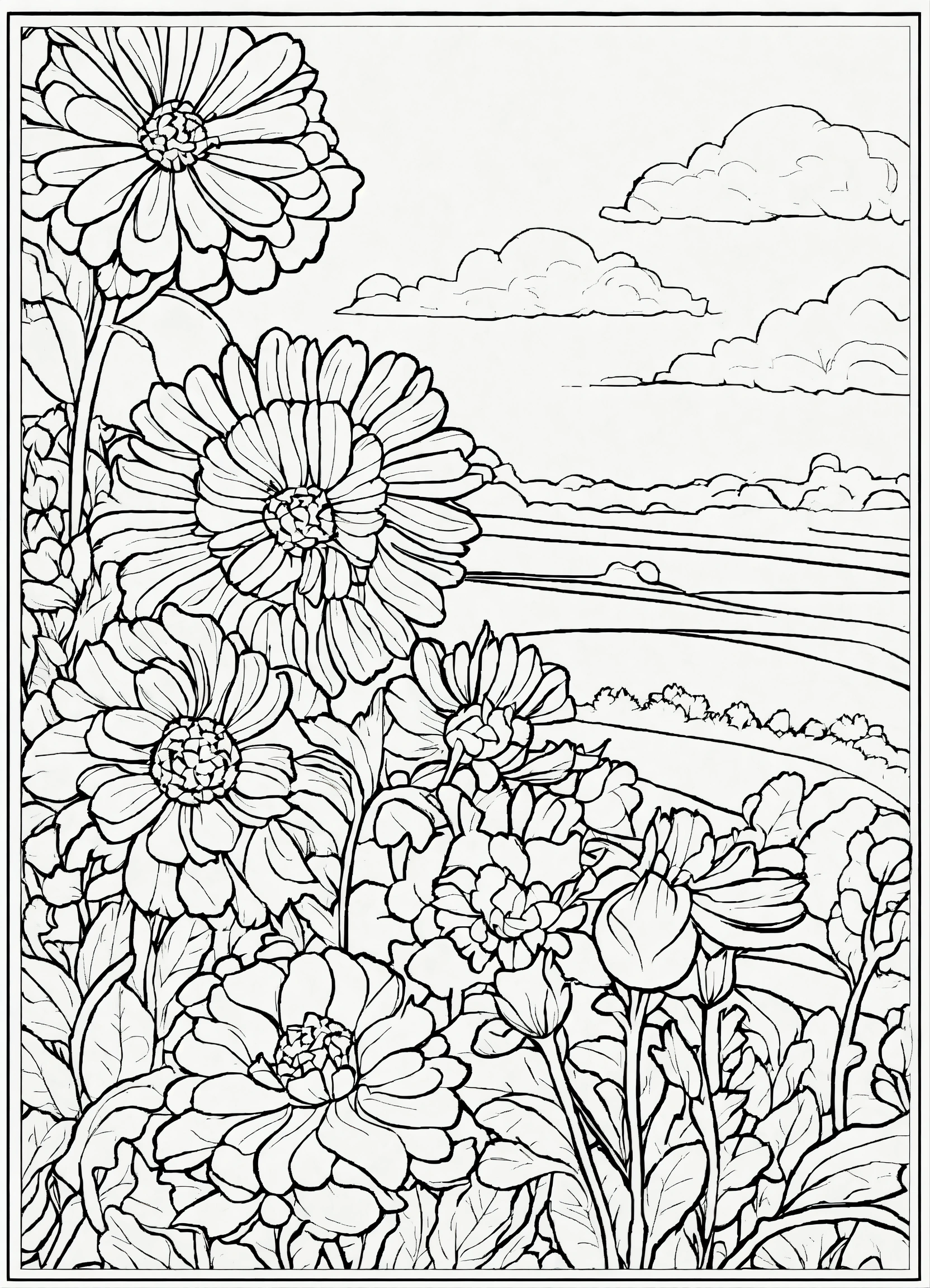 Lexica - Flowers, coloring page for kids
