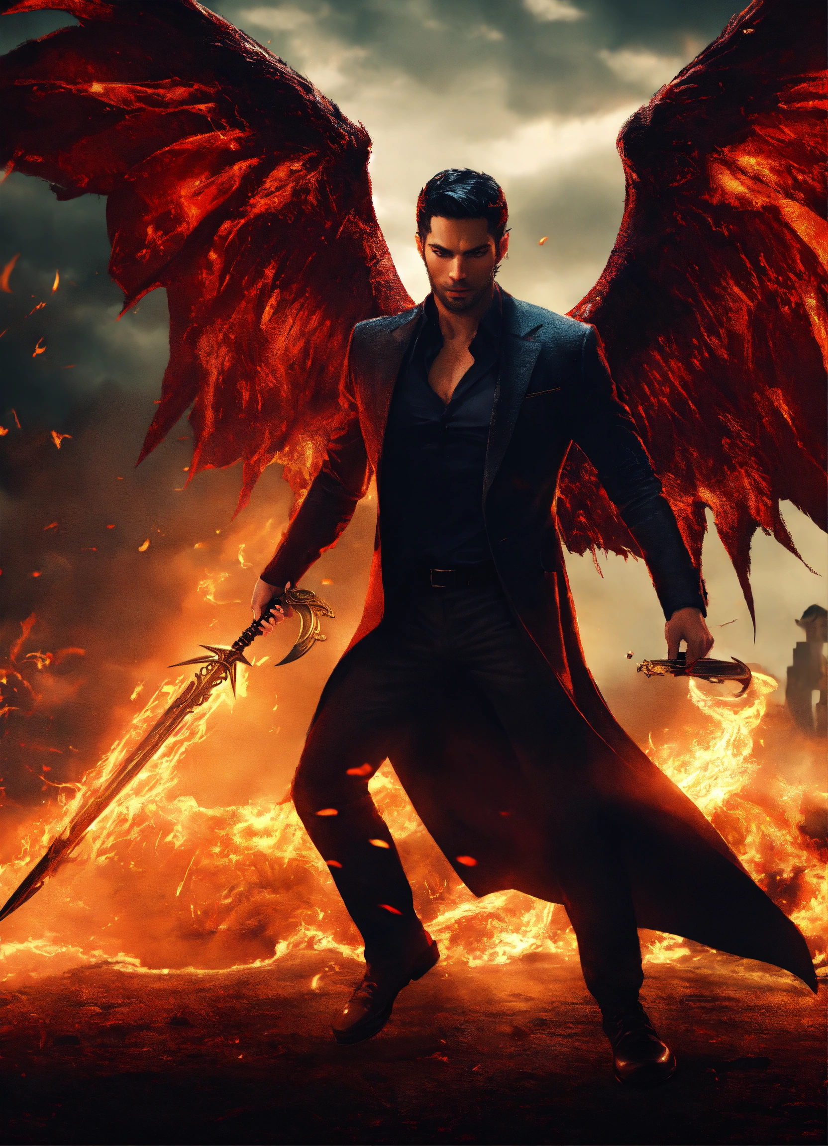 Lexica - Lucifer fighting, cinematic, 8k