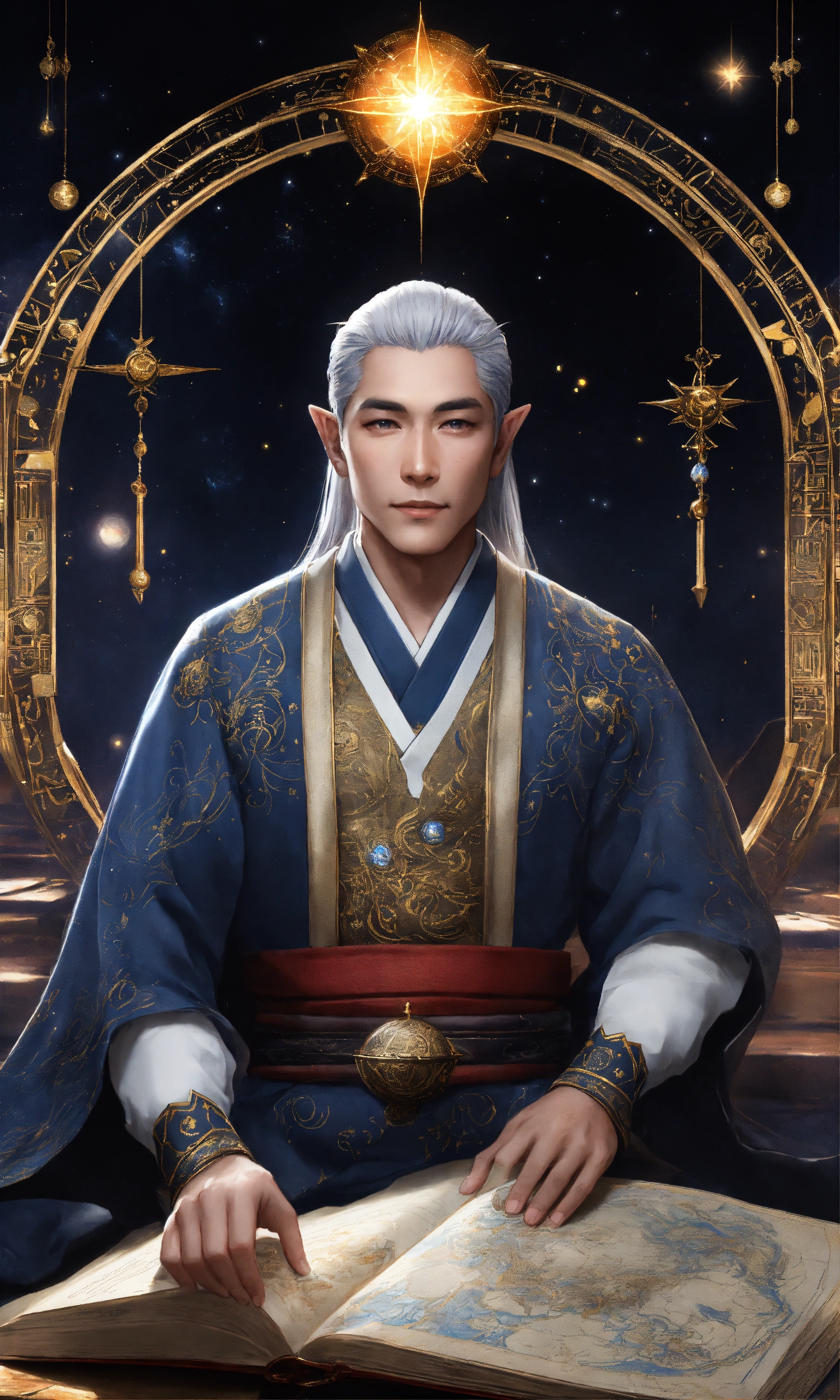 Lexica - Create a portrait of Jin-ro, an Astral Elf with long pointed ...