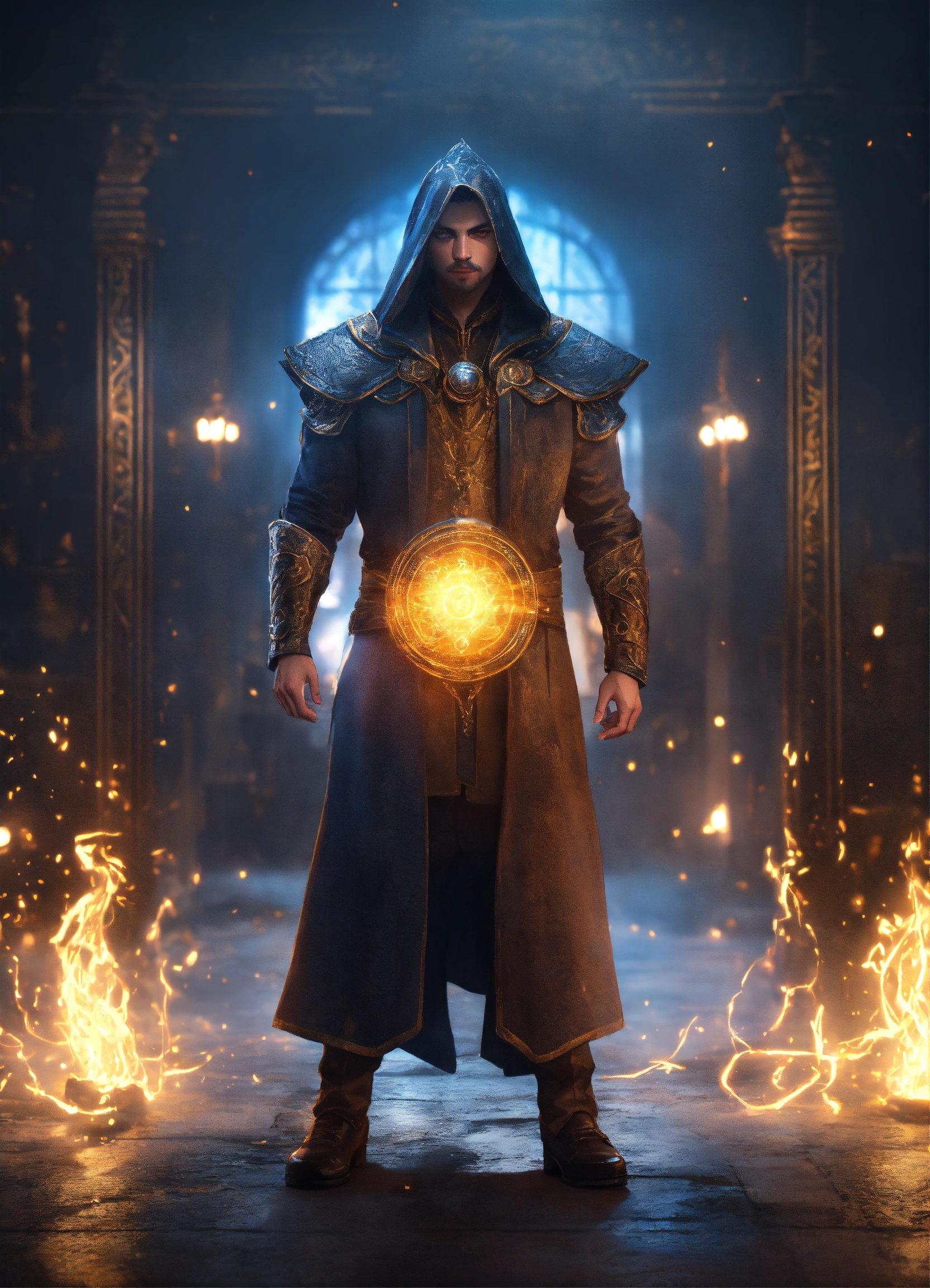 Lexica - A realistic full body portrait of a male powerful mind mage ...