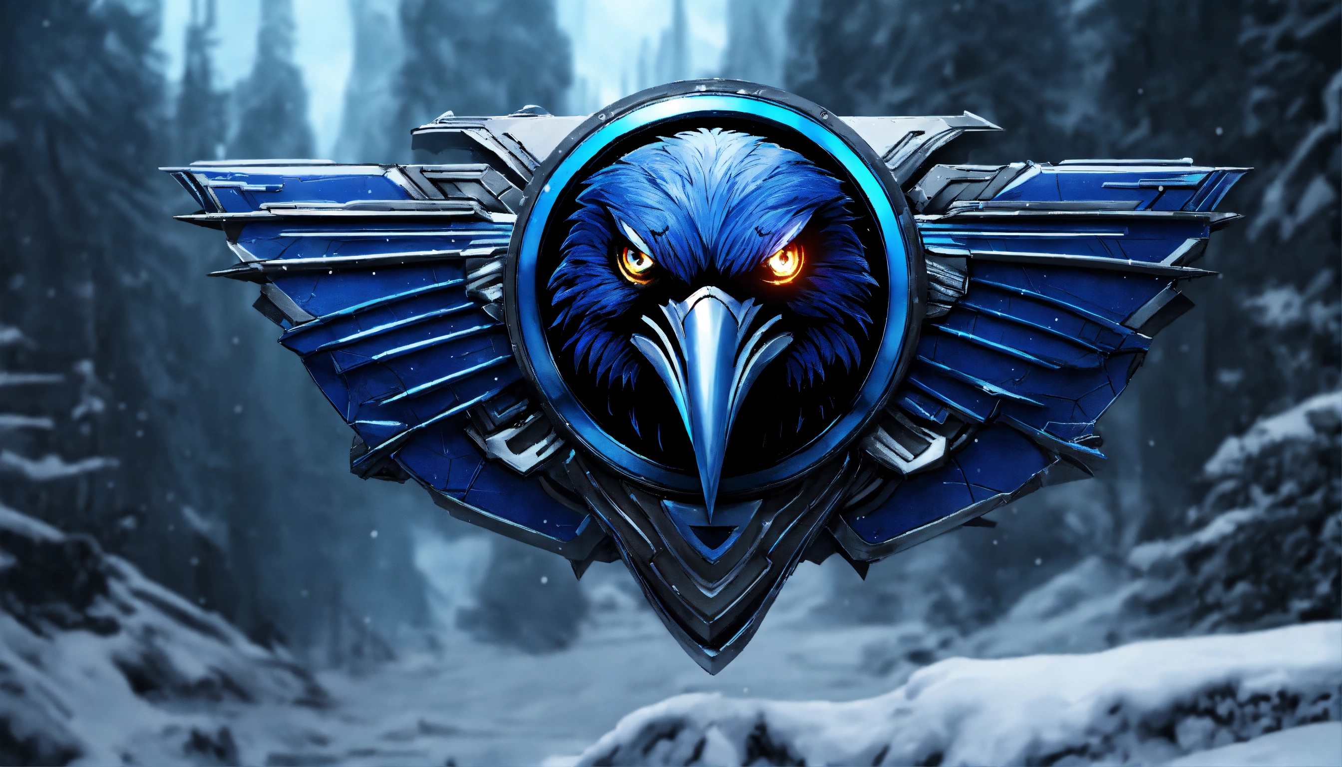 Lexica - Angry, raven face logo, snow style, metal, black and blue ...