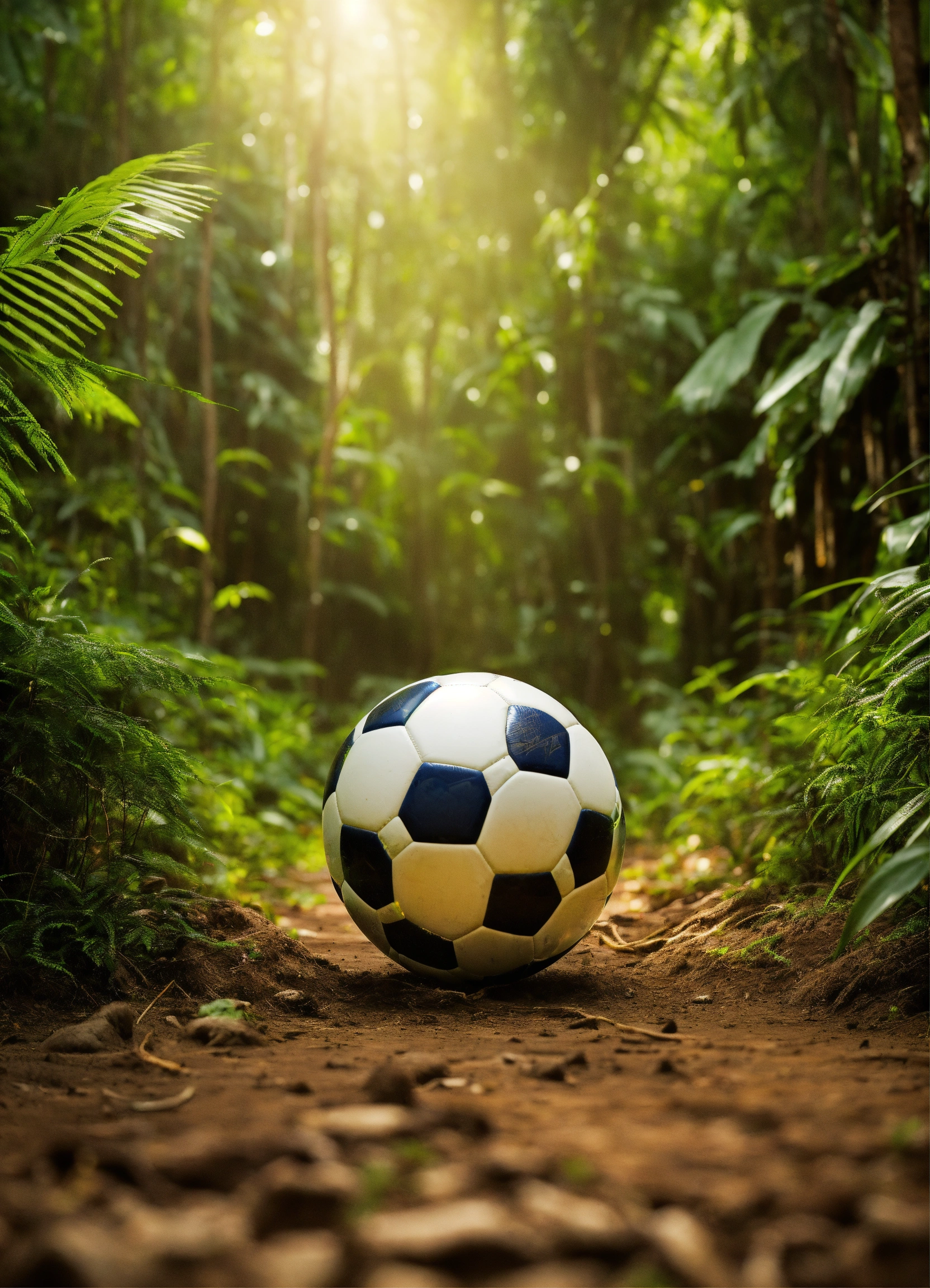 Lexica - A deep jungle with a soccer ball on the ground and a victory ...