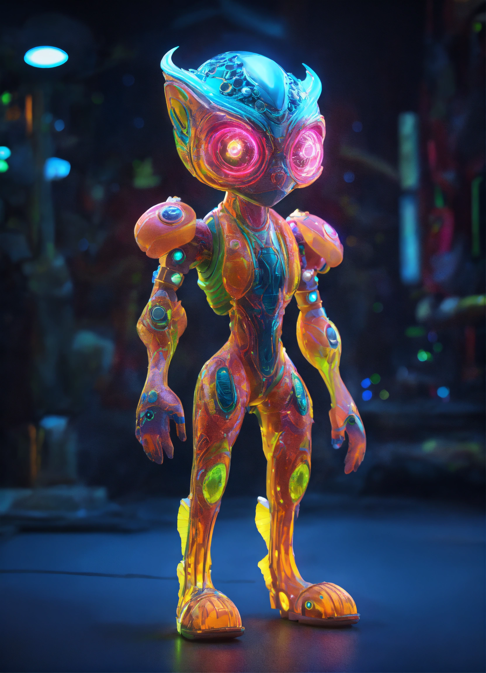 Lexica - Gelly cute adorable alien monster, full-body, neon glow colors ...