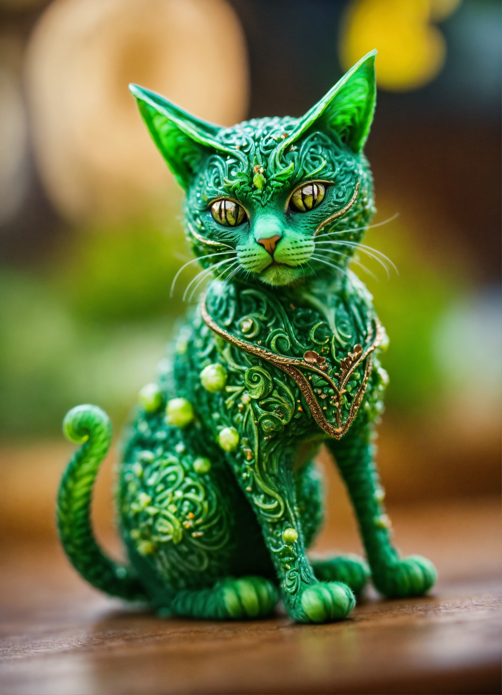 Lexica - Alien green cat, enjoys eating salad, intricate details* 3D ...