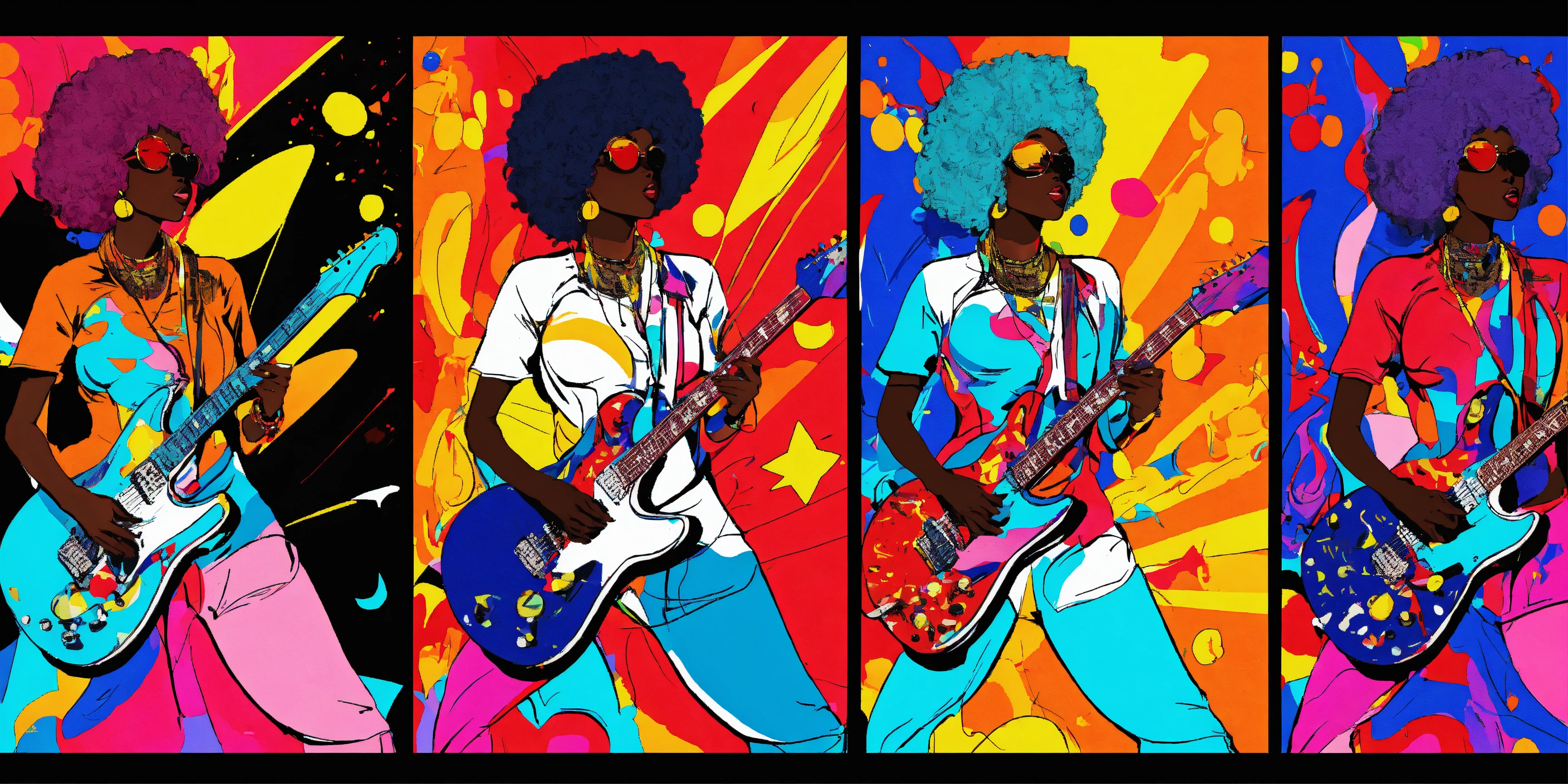 Lexica - Pop Art Musician Black Woman in pop art rock star outfit ...