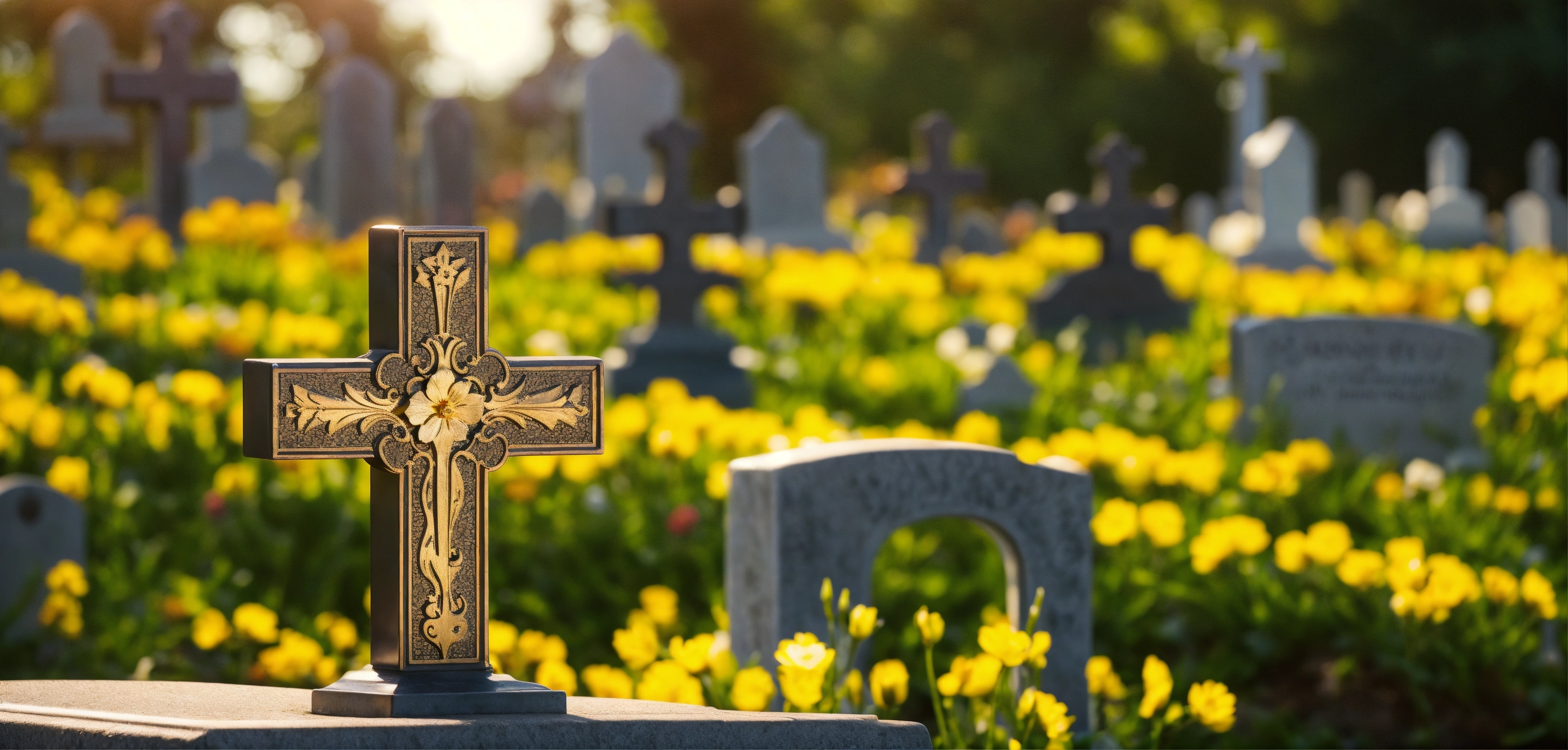 Lexica - Capture the solemn beauty of a Catholic cemetery with a grave ...