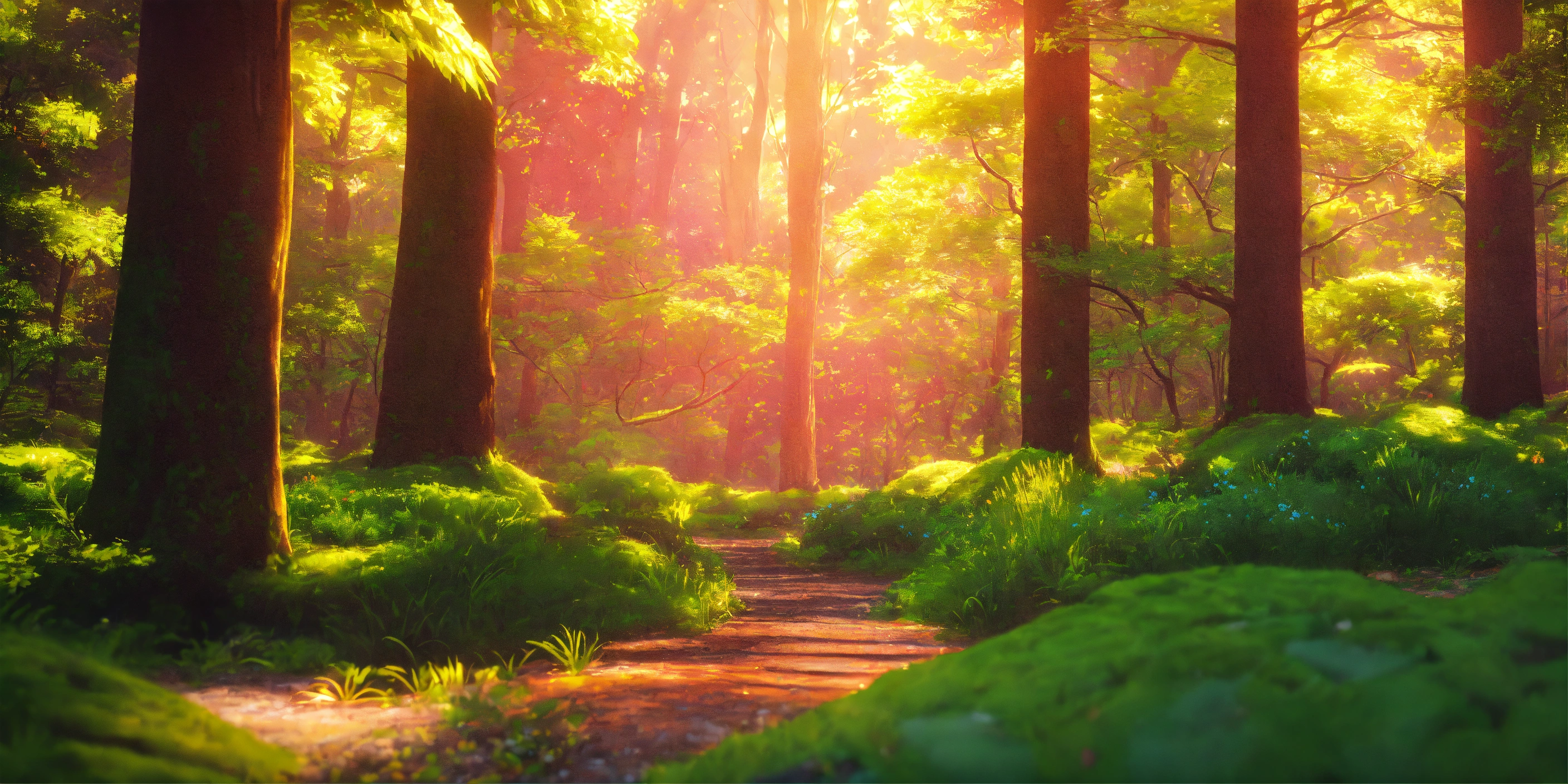 Lexica - 4D photographic image of A forest .. surrounded by lush ...