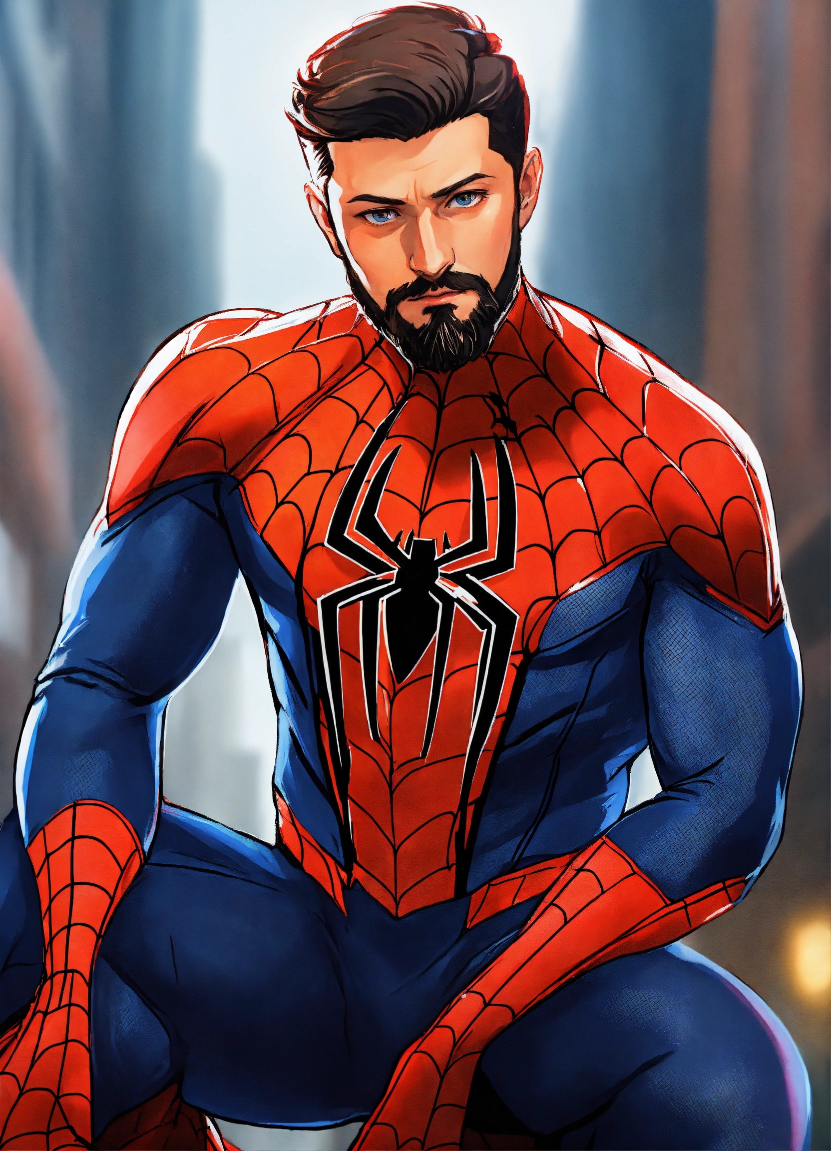 Lexica - Volodymyr Zelenskyj Spider-man anime style with beard