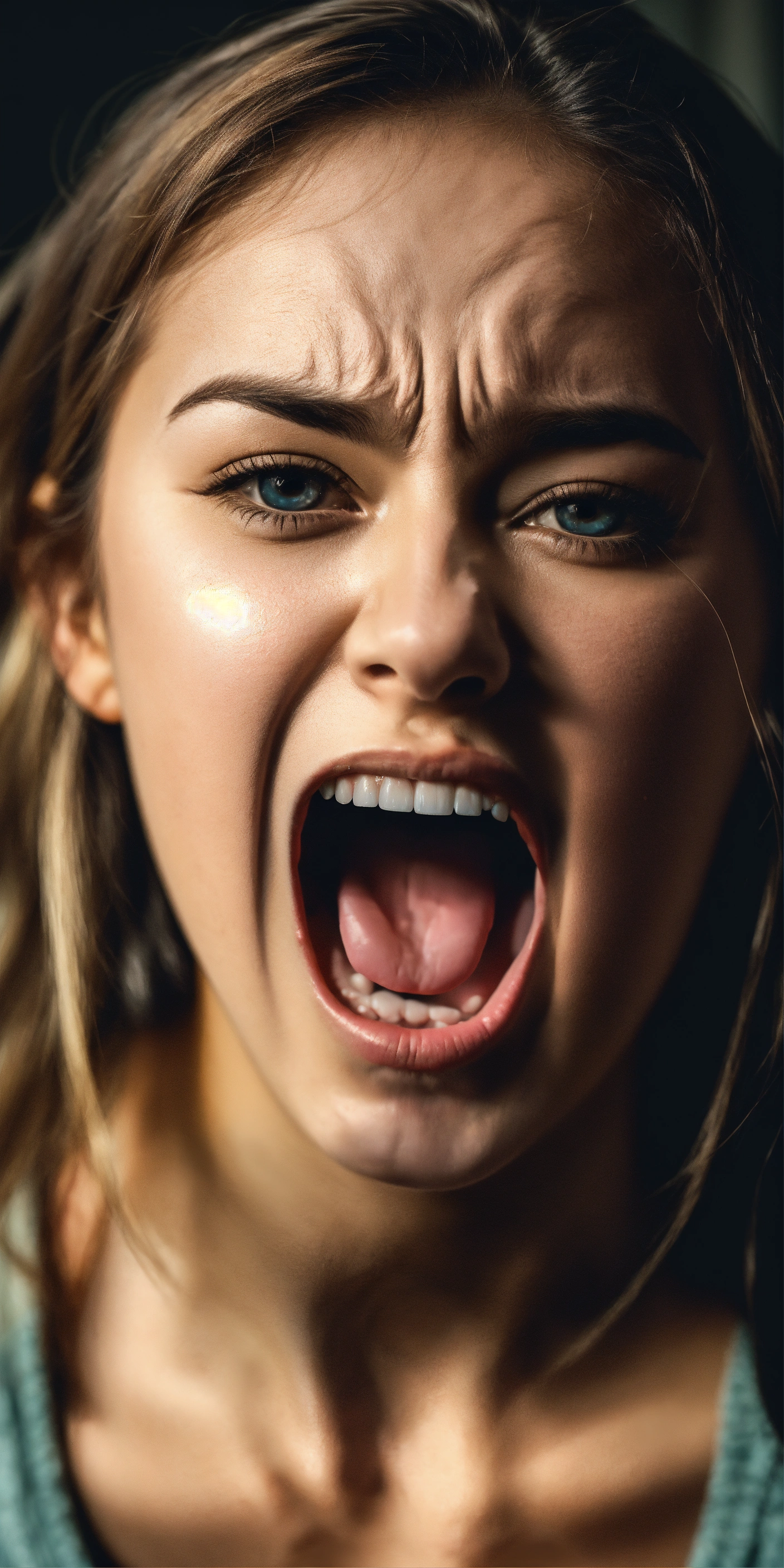 Lexica - A girl about 28 years old screaming with anger. The girl is ...