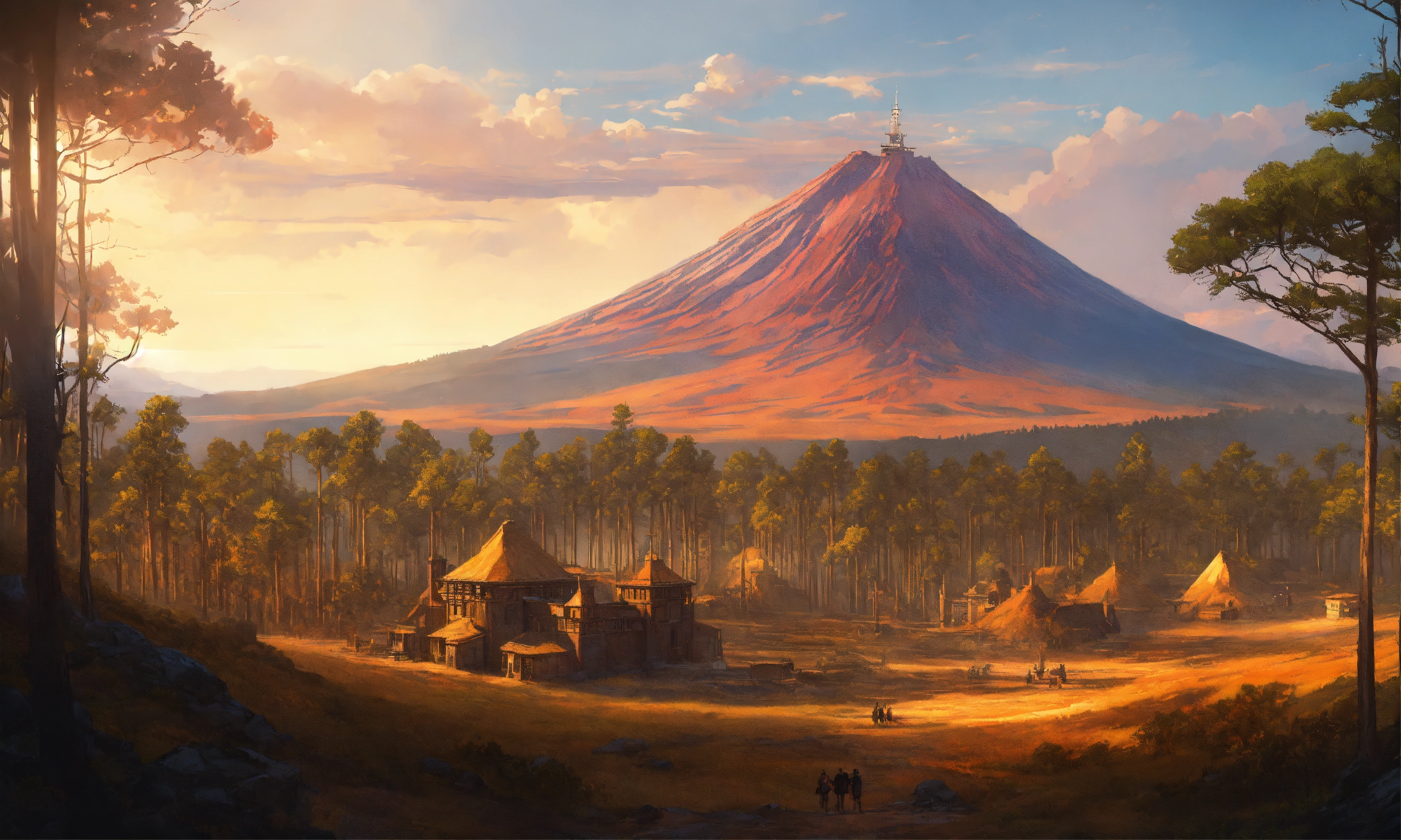 Lexica - Colonial frontier fort with dormant volcano in distance and ...