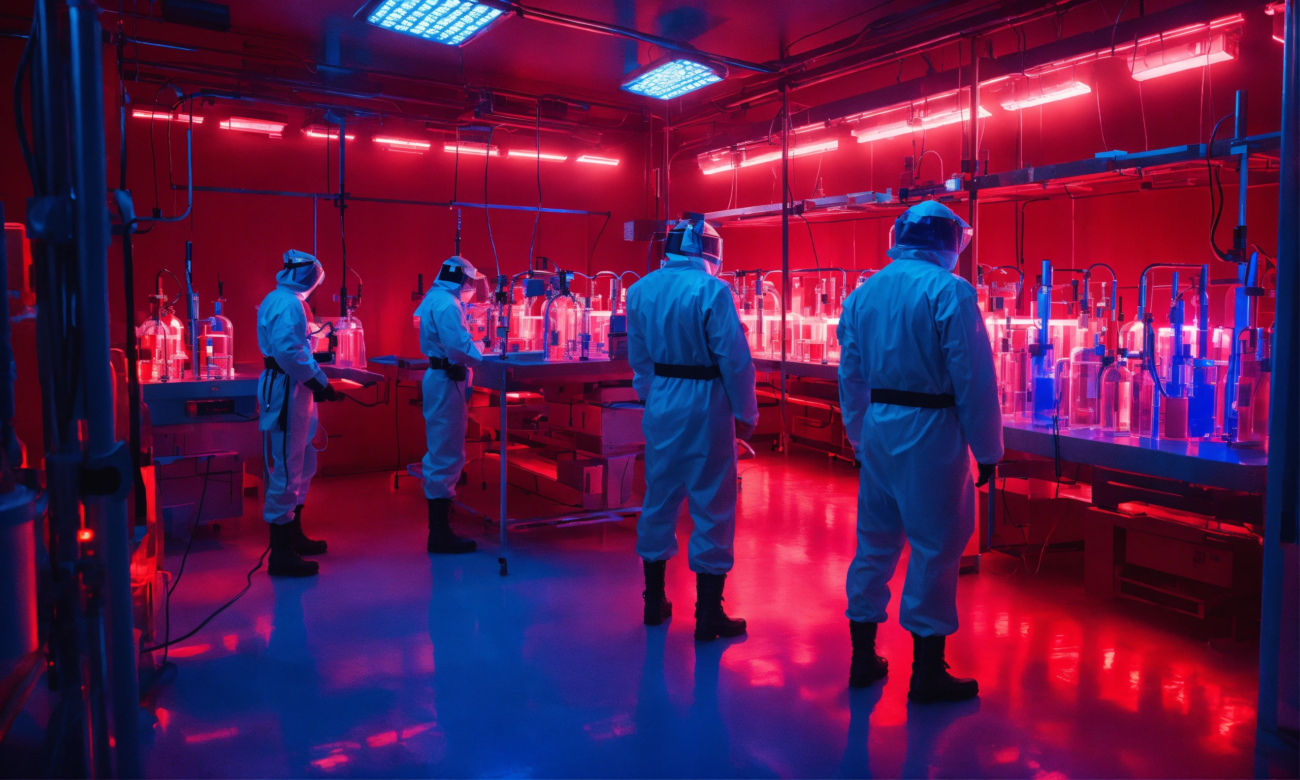 Lexica - Inside of a sci fi elf cloning laboratory with man sized vats ...