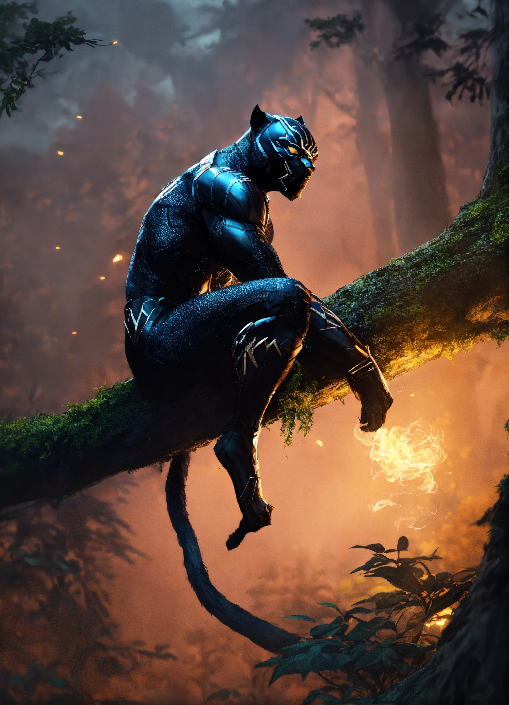 Lexica - Black panther scary hairy humanoid monster smoking a tobacco ...