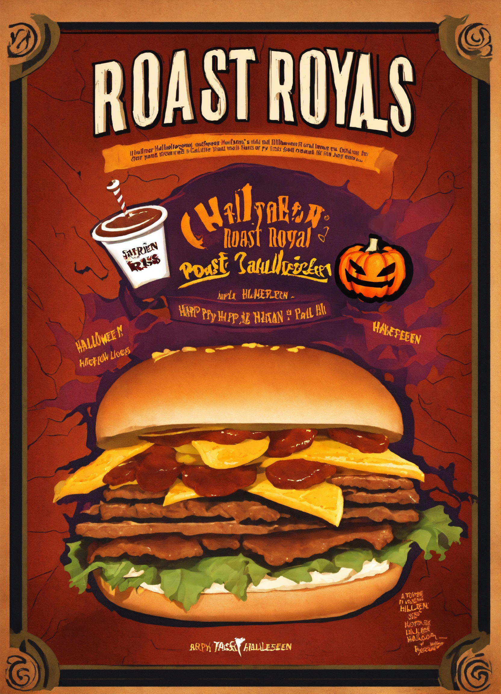 Lexica - A halloween poster and logo advertisement for a fast food ...