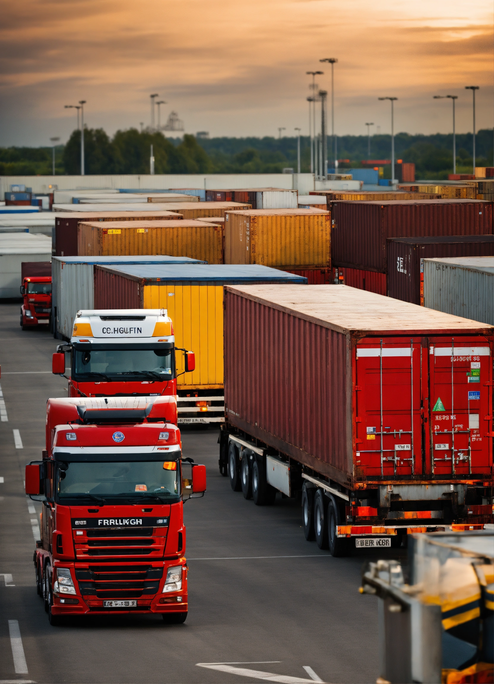 Lexica - Trucks with trailers at a checkpoint of a customs terminal ...