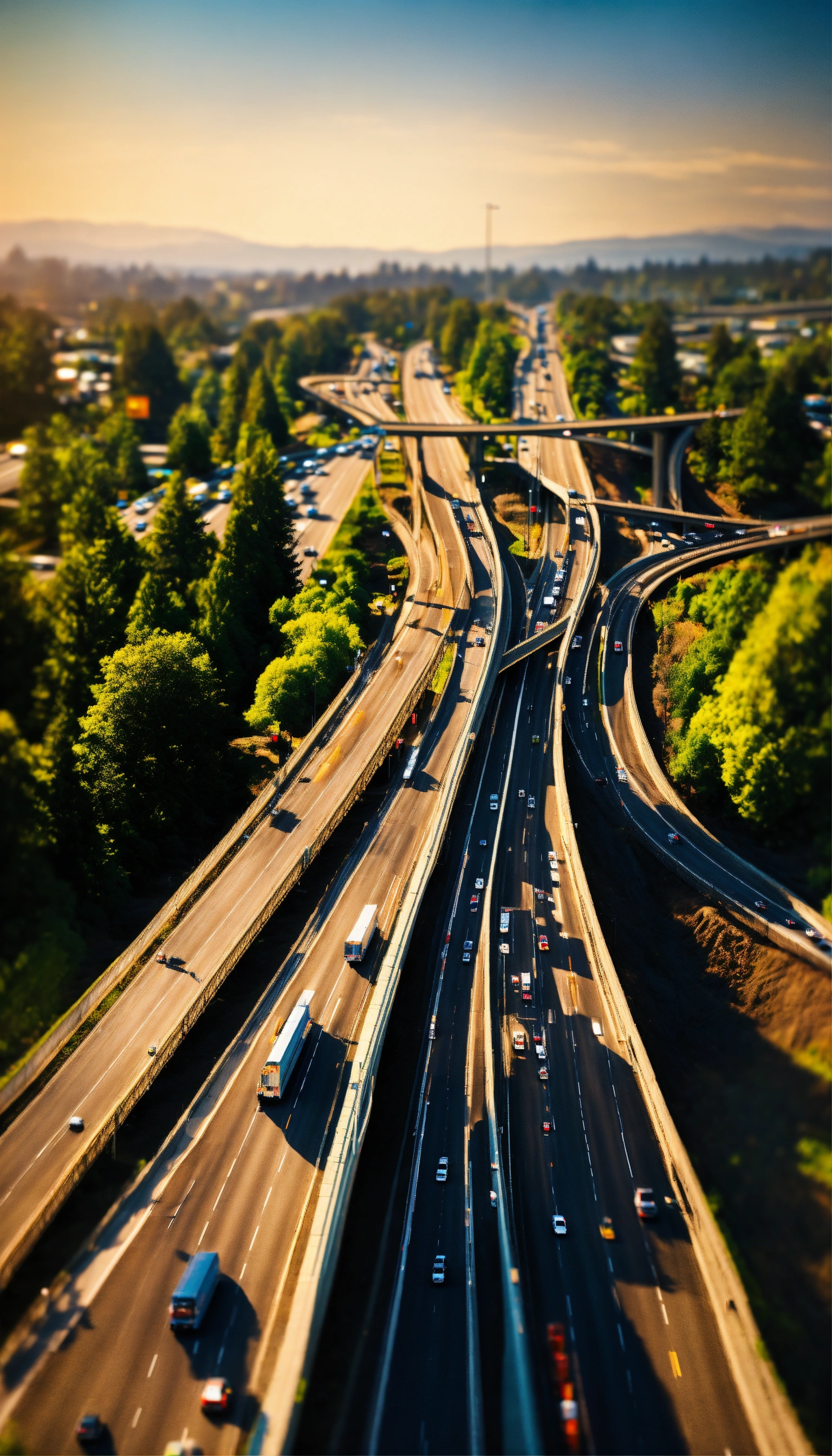 Lexica - Interstate-5 freeway, Eugene Oregon, tilt-shift style