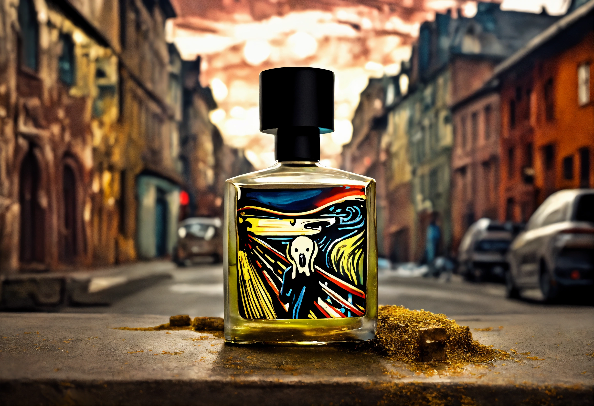 Lexica - Hand-made modeling, view on real fragrance bottle, "The Scream ...