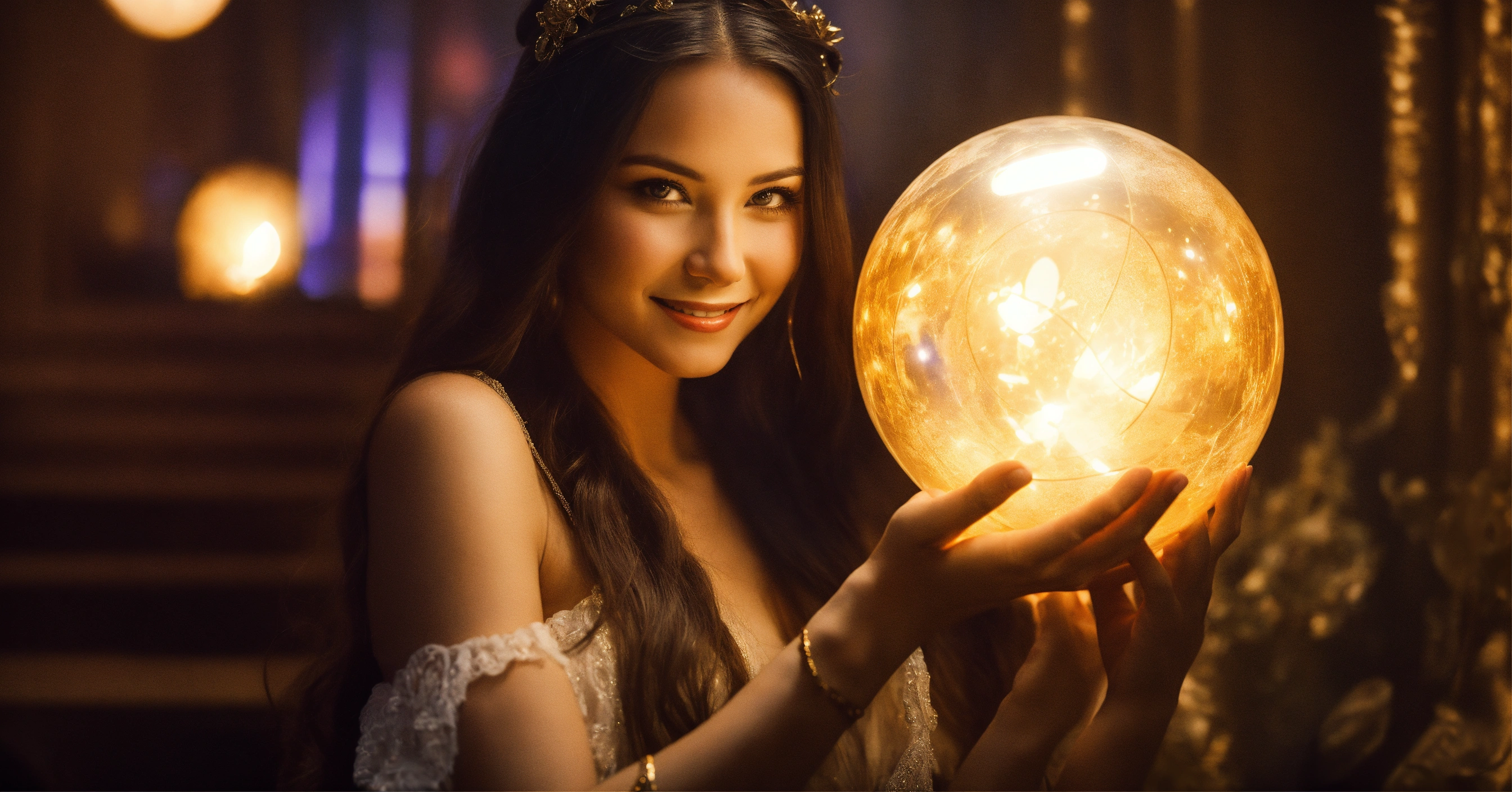 Lexica - Portrait of a Beautiful lady with long dark hair holds the ...
