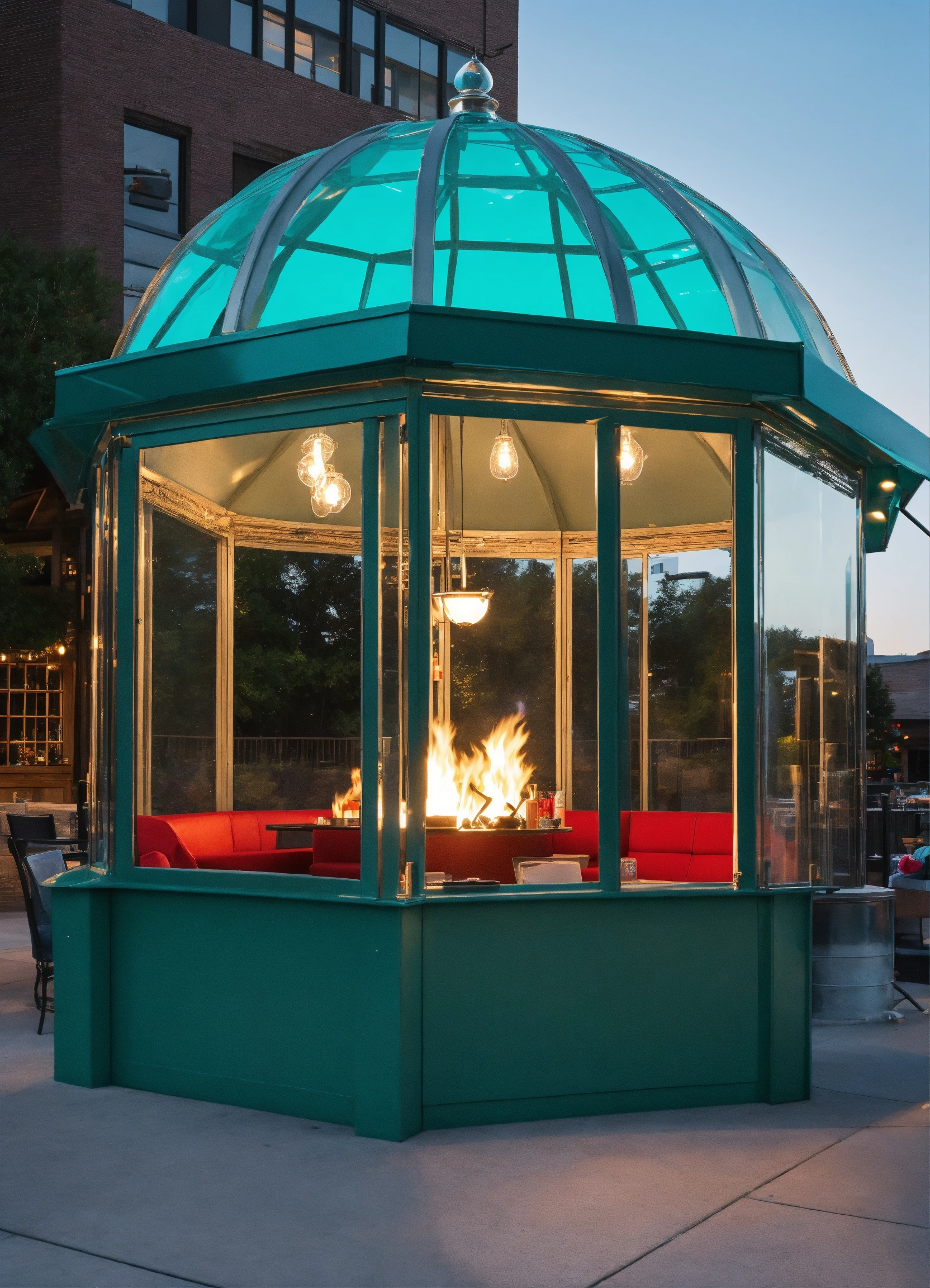 Lexica - Elegant teal glass igloo booth to sell smores outside a ...