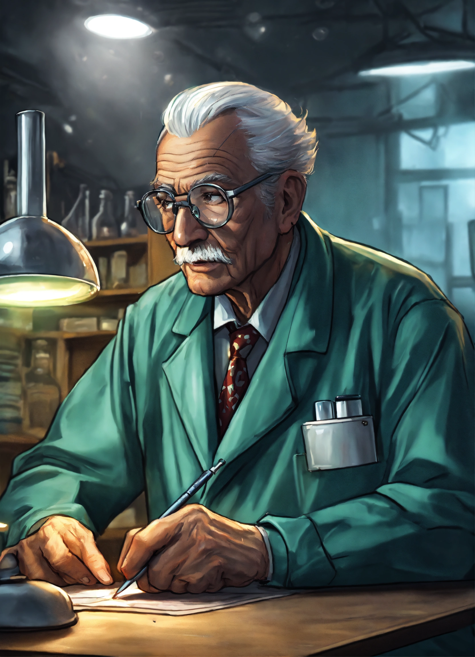 Lexica - Elderly scientist belonging to Majestic 12 in a gloomy ...