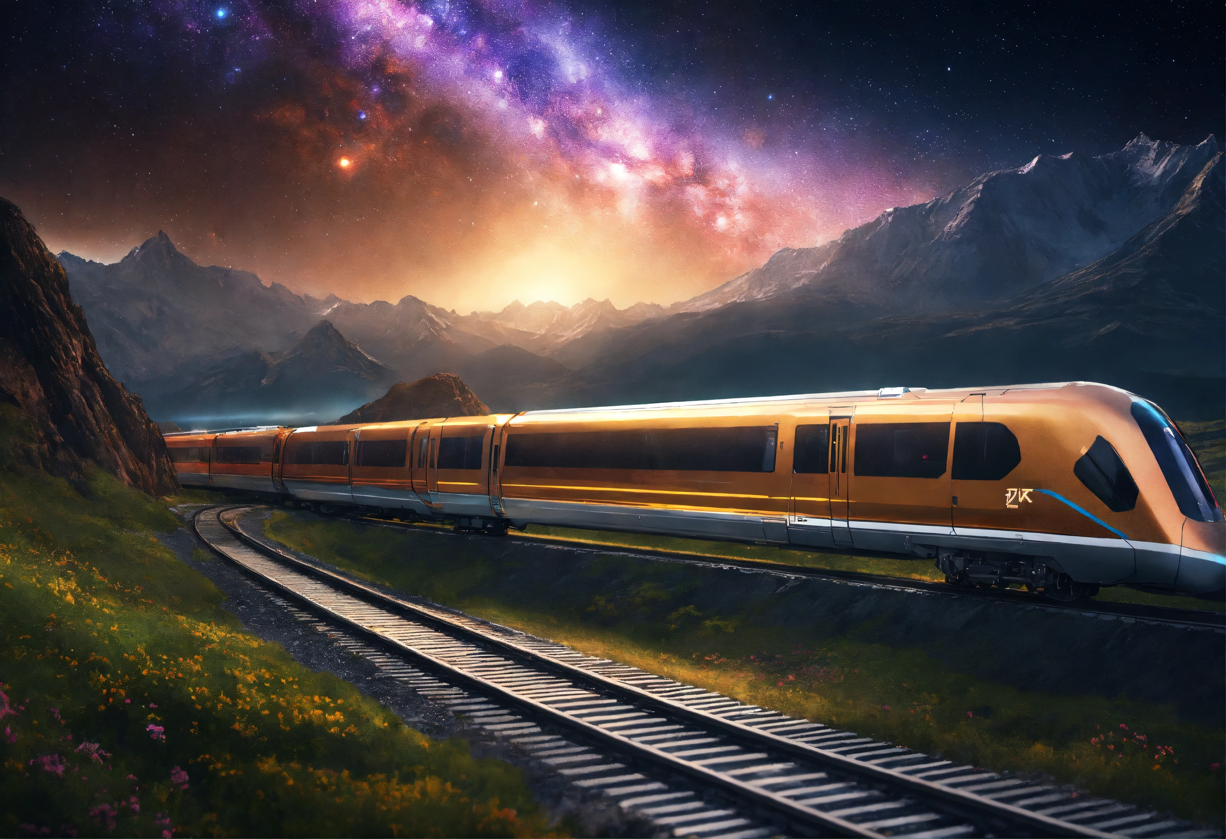 Lexica - Galactic railroad of the future running in the galaxy , 8k