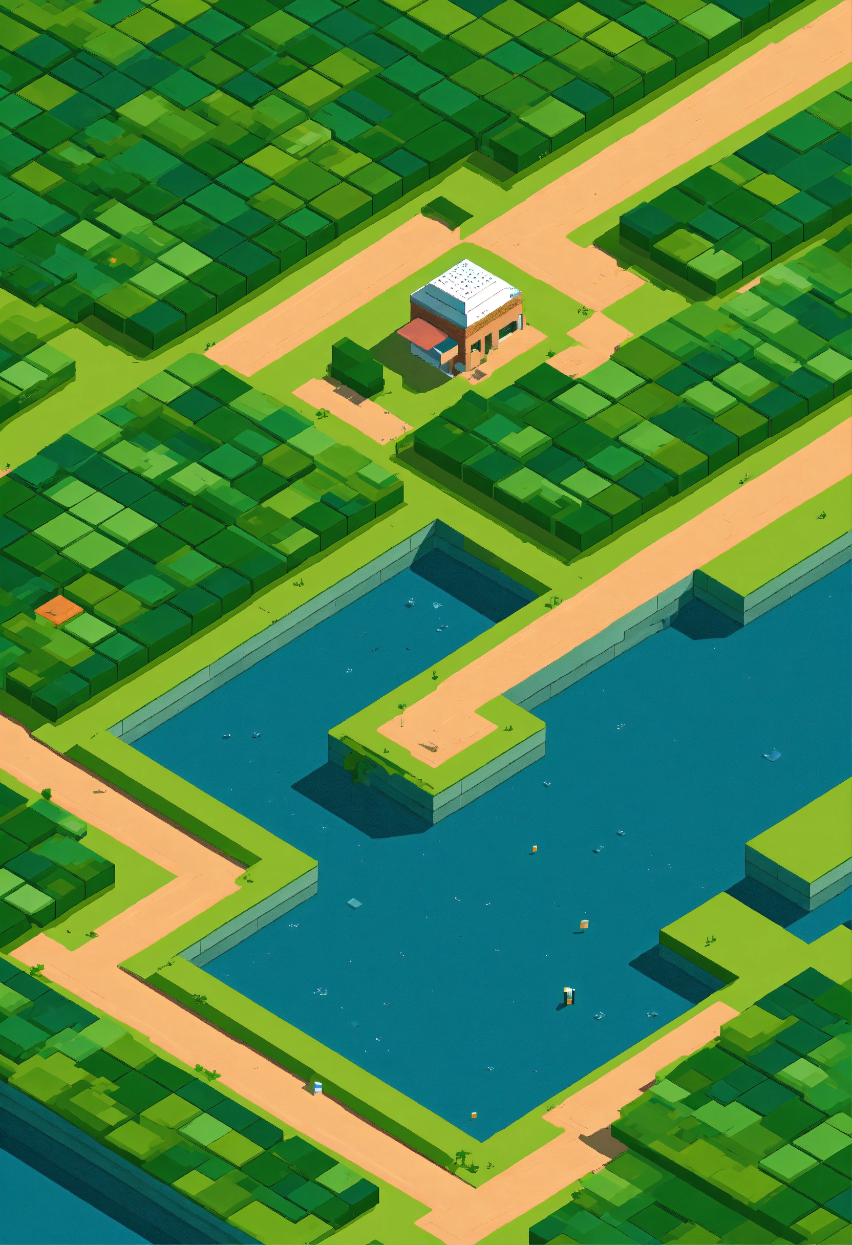 Lexica - Simple blocky pixel 2d isometric flat empty plain landscape ...
