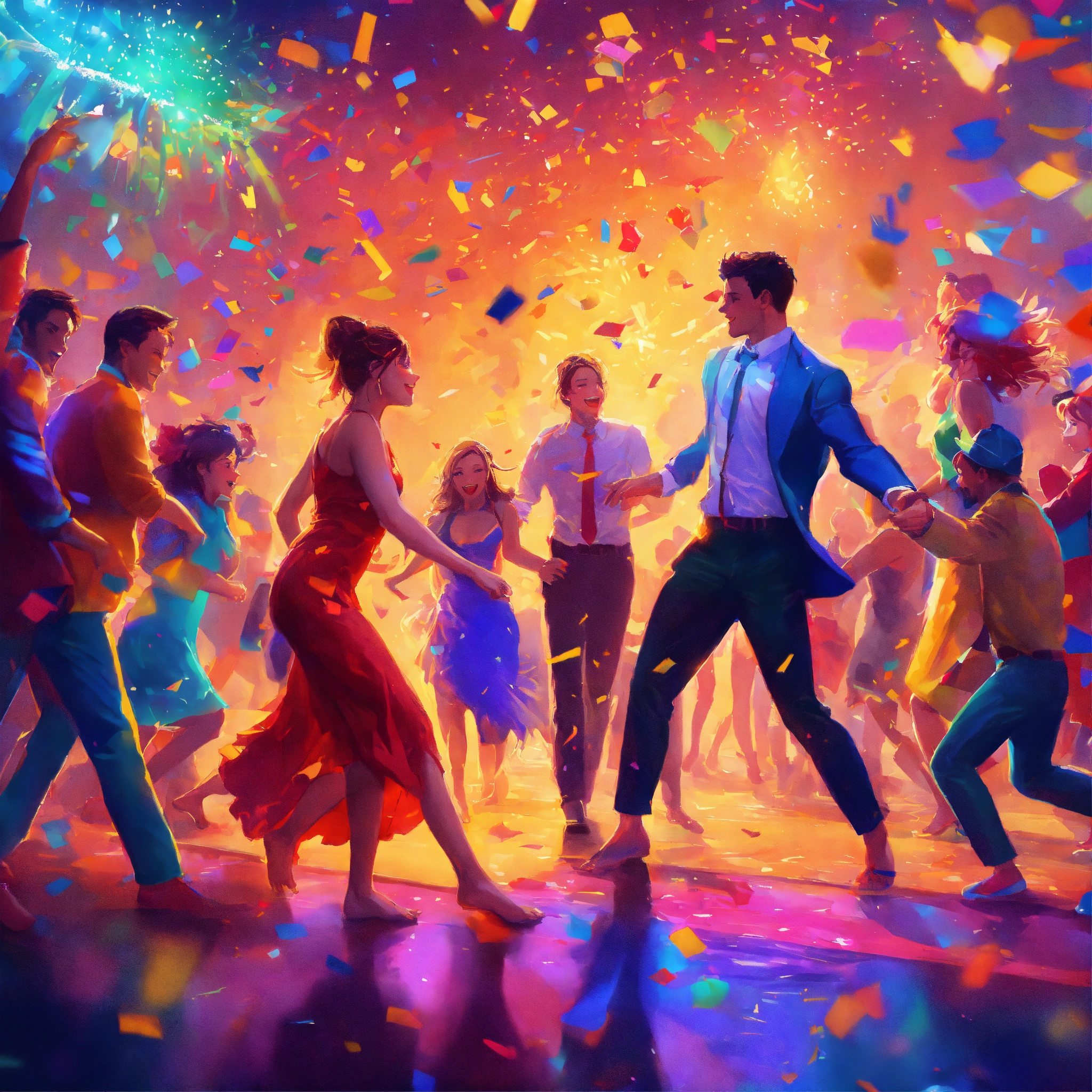 Lexica - Colorful art of crazy homecoming dance 8k wallpaper, barefoot