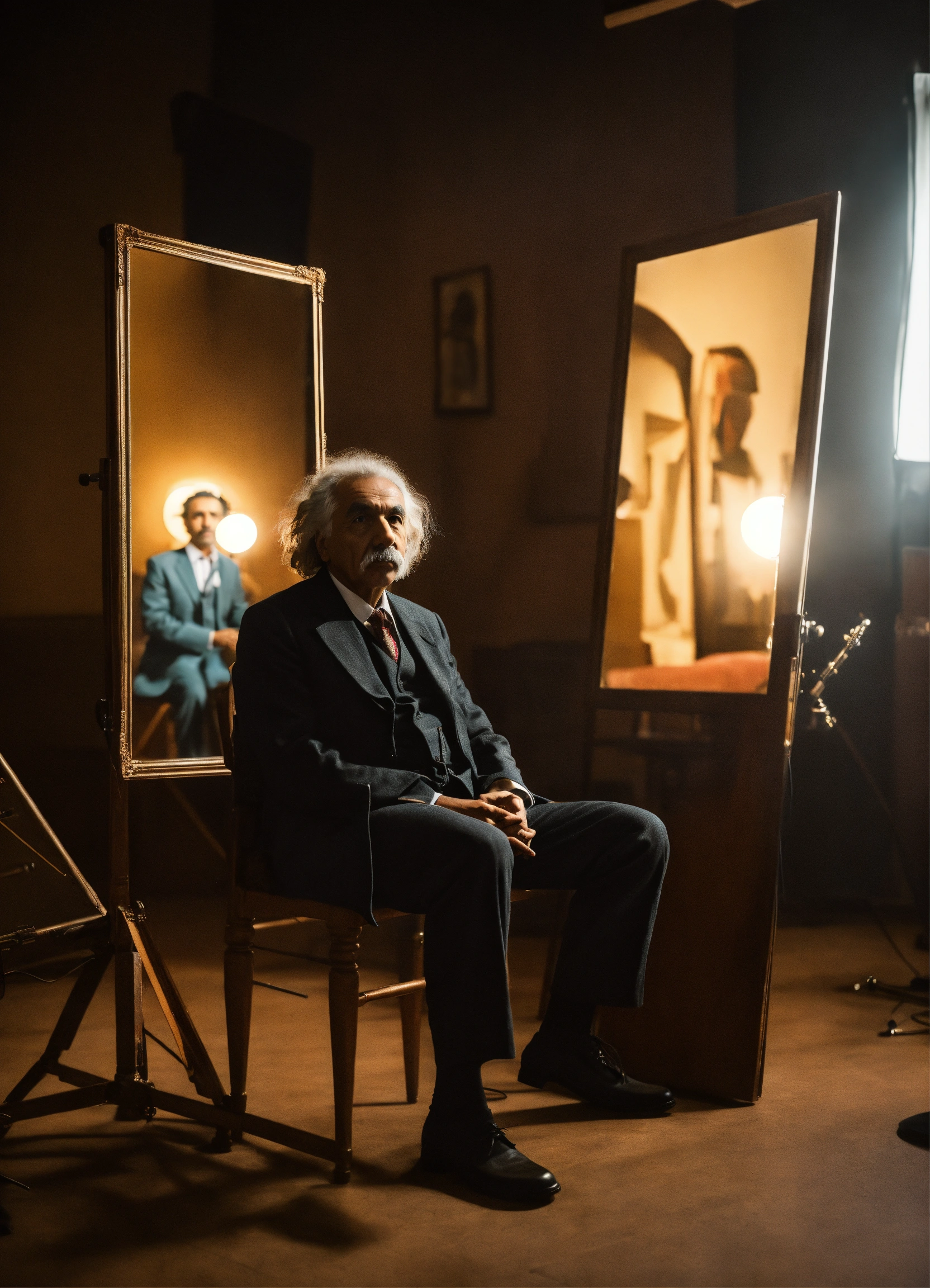 Lexica - A man sitting on a chair in a room, a character portrait ...