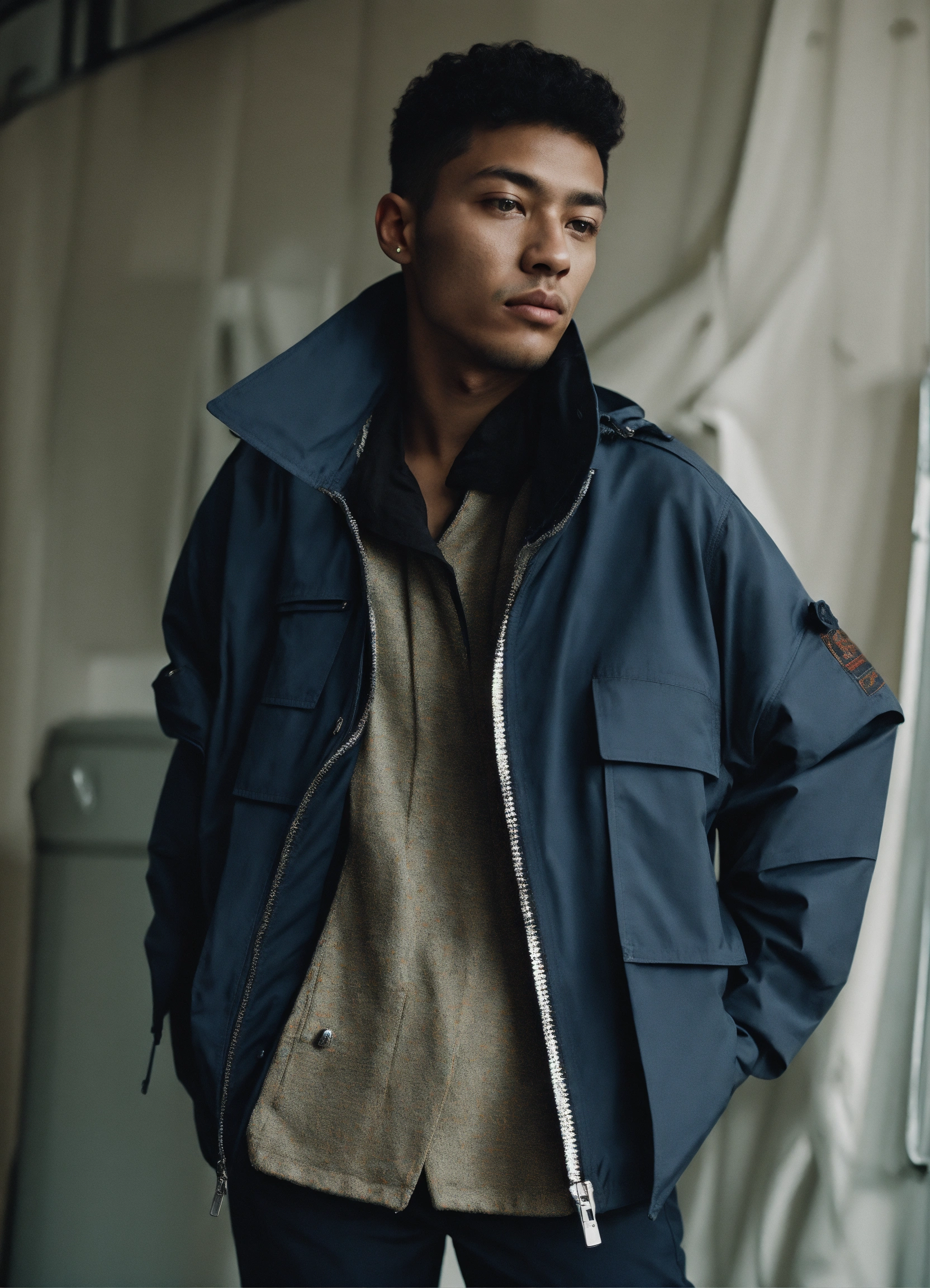 Lexica - Jacket, futurist, mechanic, silver, shot on Leica, fashion ...