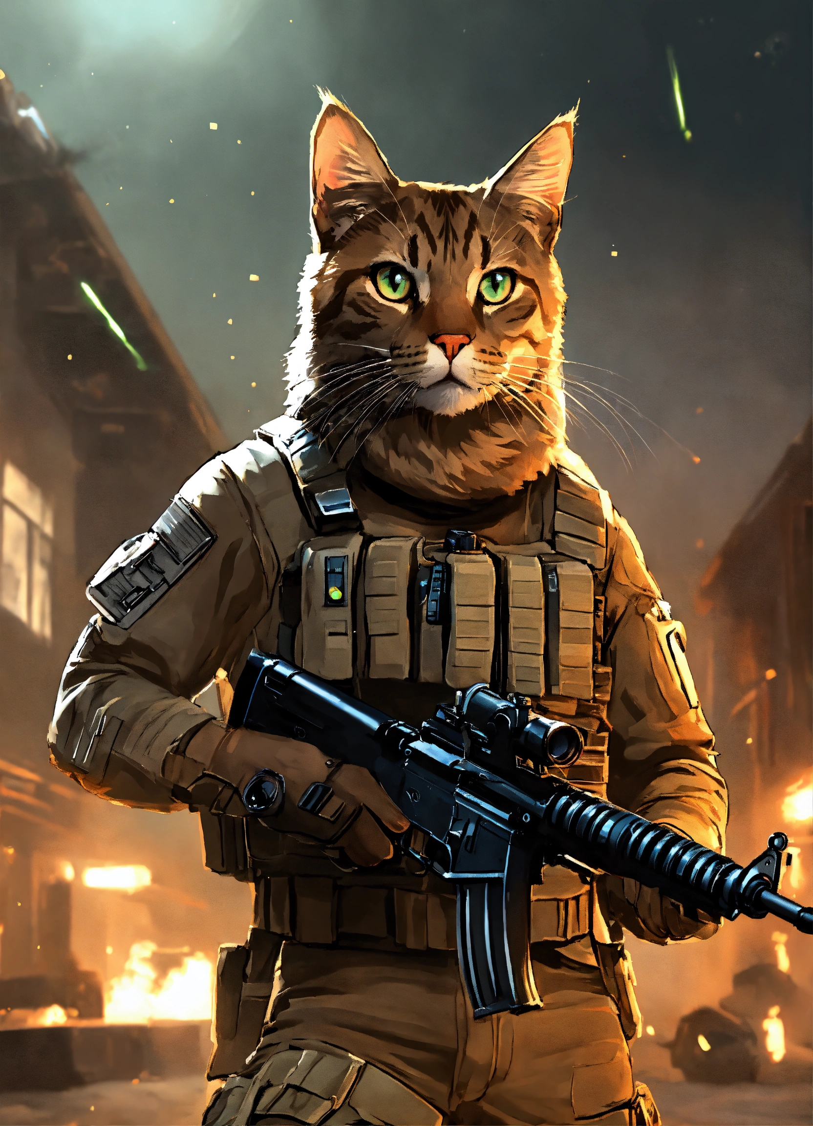 Lexica - Call of duty but all the guns are grey brown cats who look ...