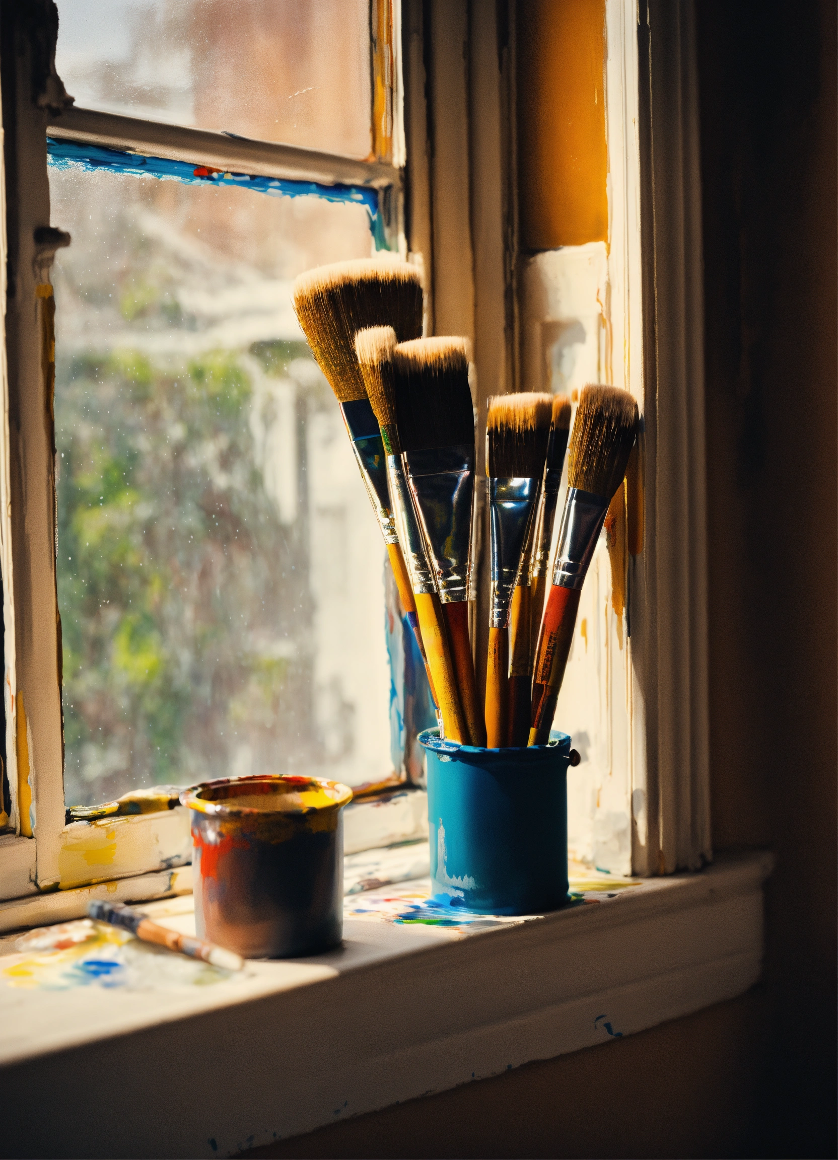 Lexica - Wide paint brush, painting window,