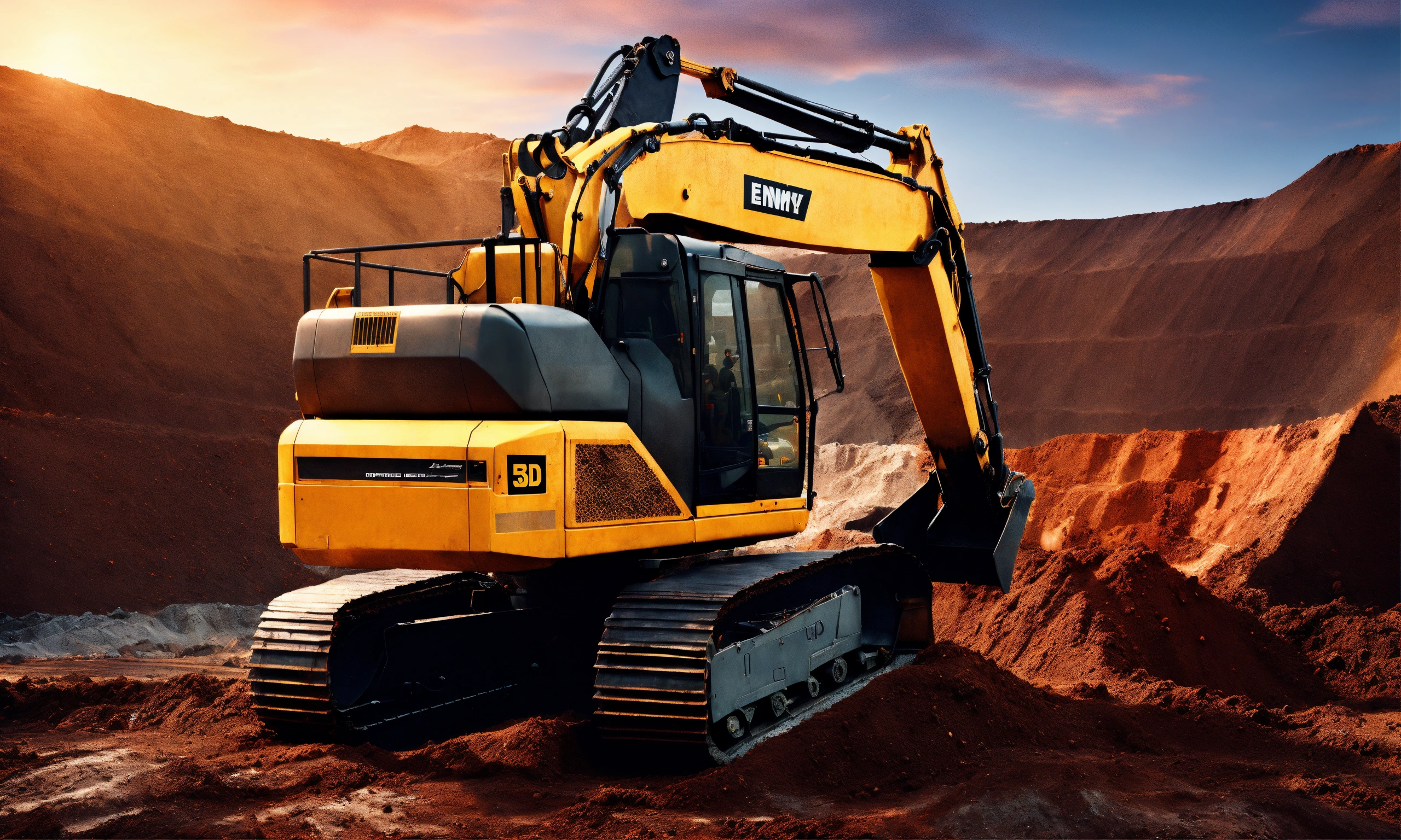 Lexica - Very high detailed, ultra realistic, 3d illustration, Excavator on earthmoving at open ...