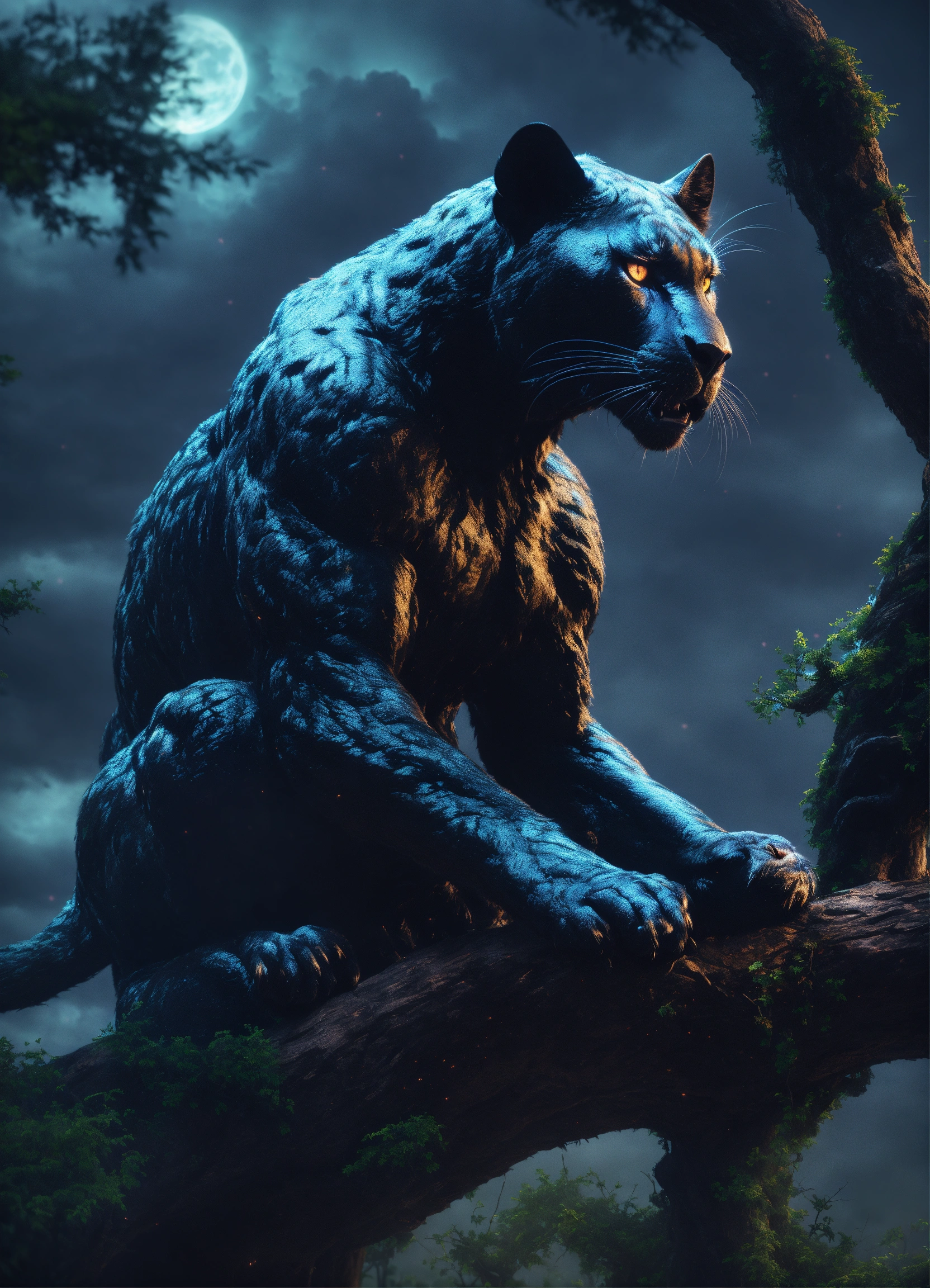 Lexica - A vicious panther scary hairy humanoid monster meditating on ...