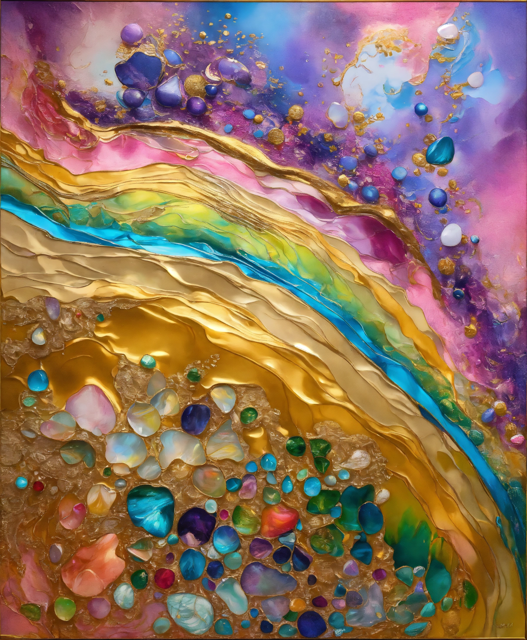 Lexica - Colorful abstract painting oil and water complex complicated ...