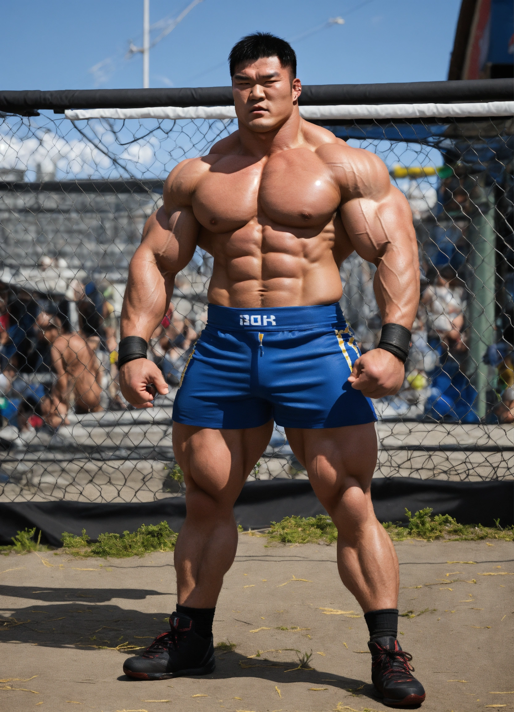 Lexica - 30-year-old wrestler with big muscles, bodybuilder, big, Ryu from Street Fighter