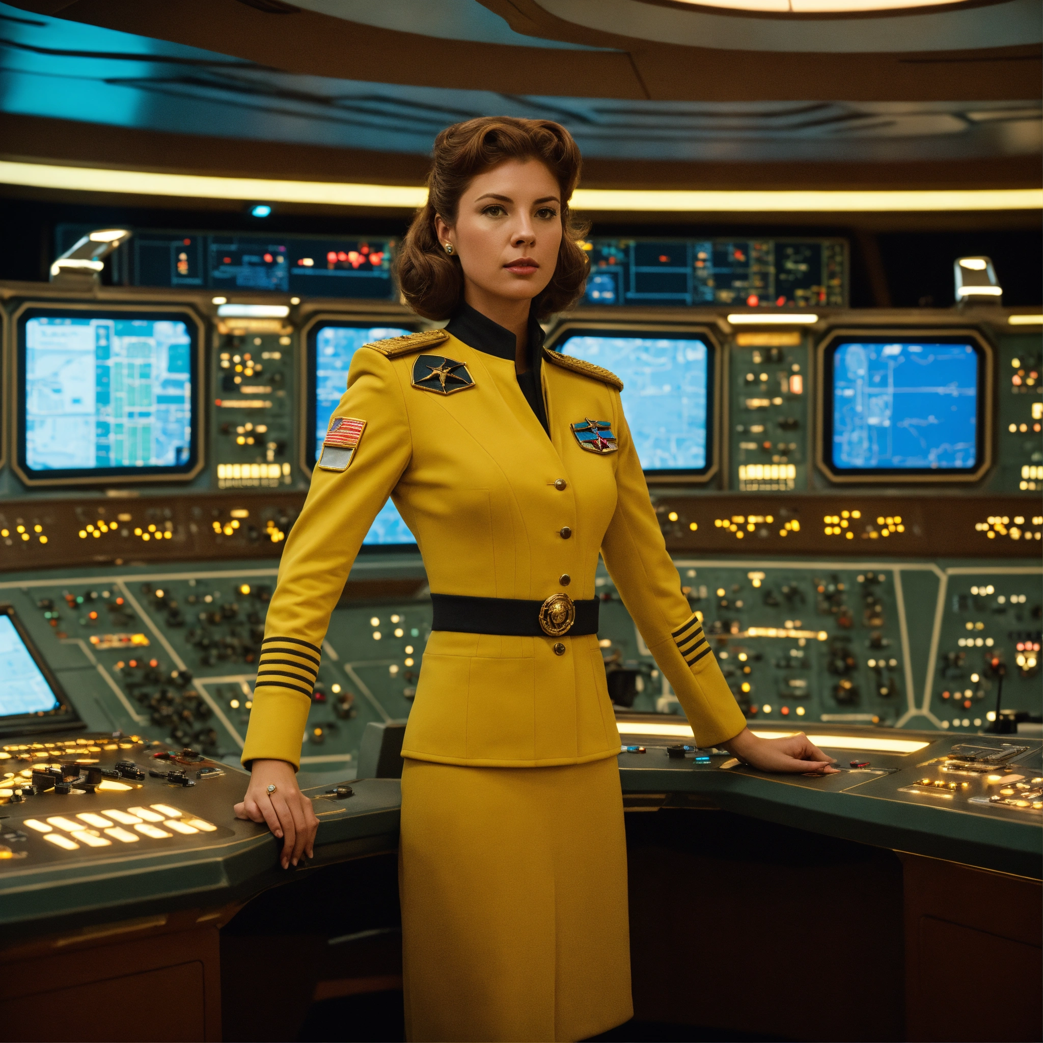 Lexica - A photoraph of a woman starship captain in command of starship ...