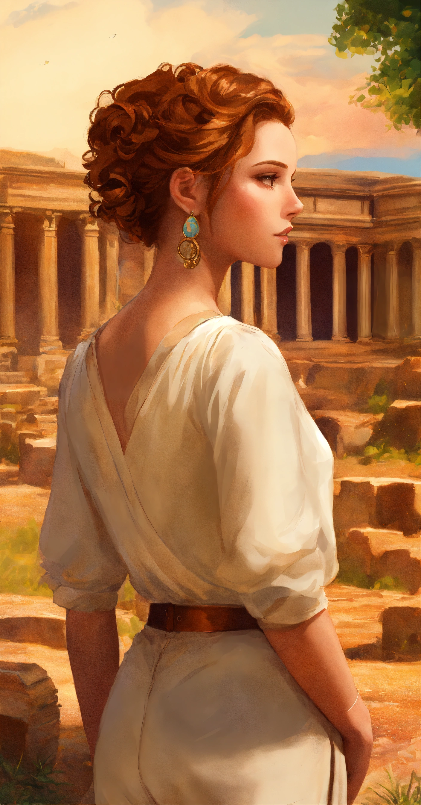 Lexica - Digital art portrait rear view of a beautiful, rich British ...