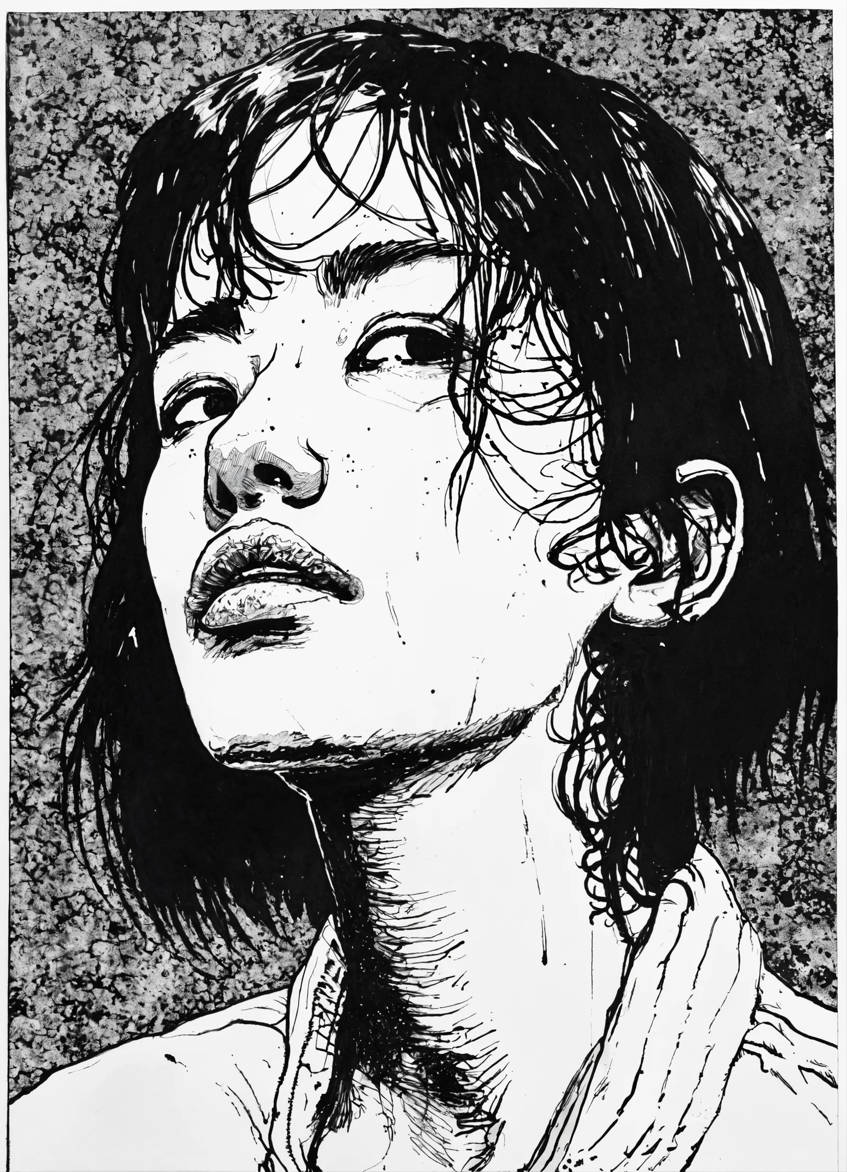 Lexica - Ink portrait of a yandere woman, by Apollonia Saintclair
