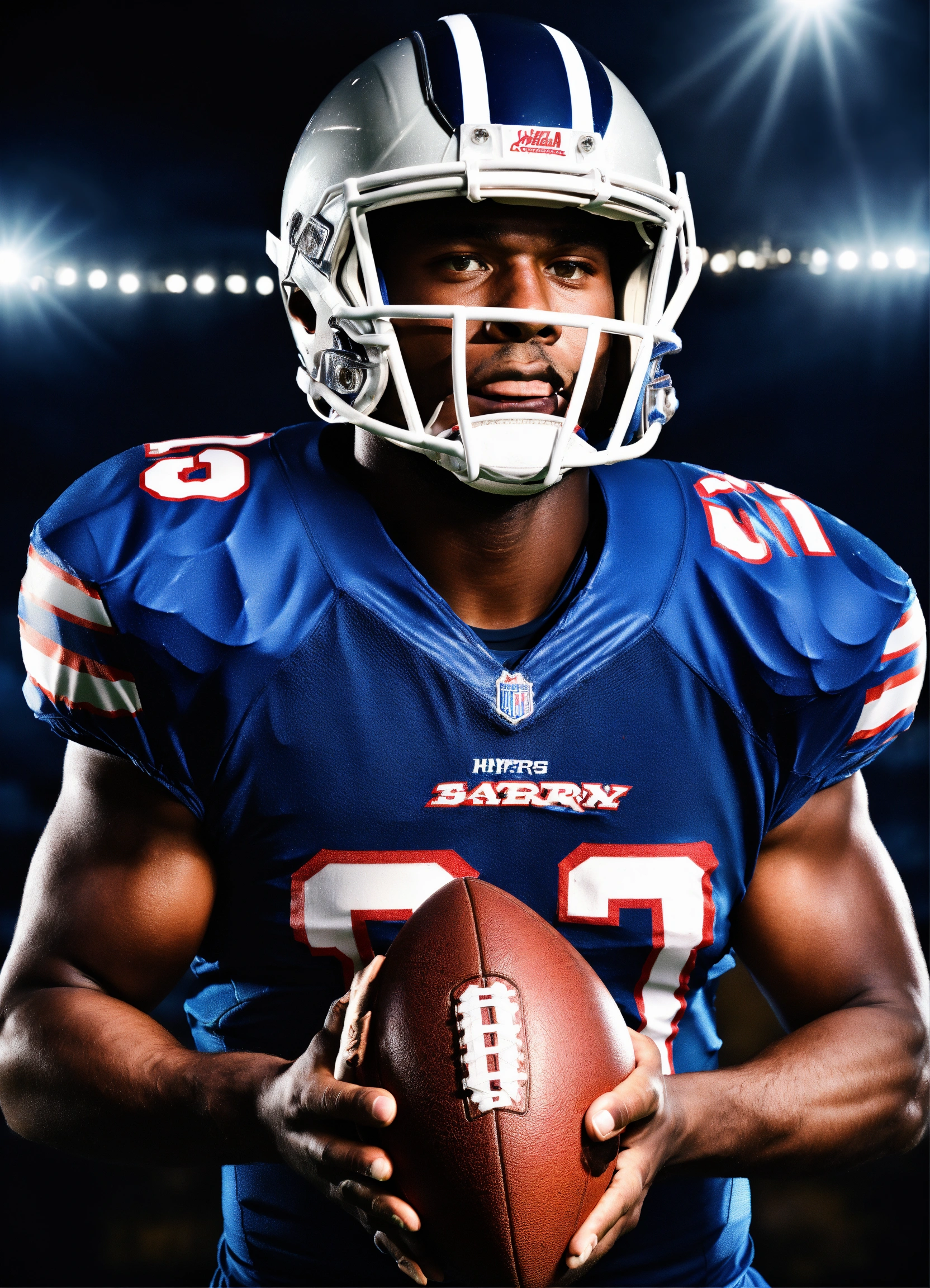 Lexica - Portrait of American football player, photography, dramatic ...