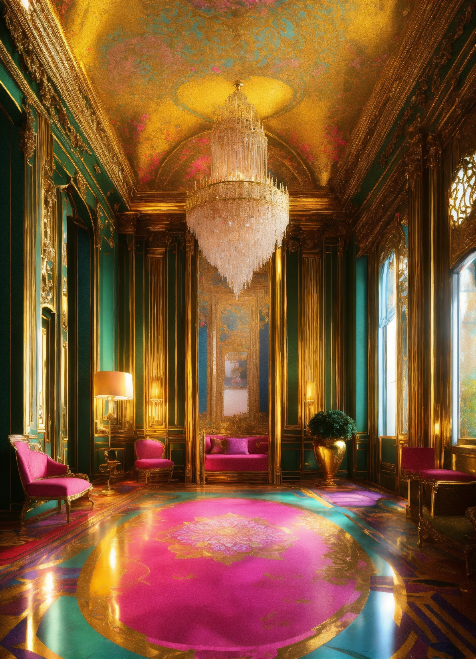 Lexica - Futuristic beautiful French mansion interior glamorous ...