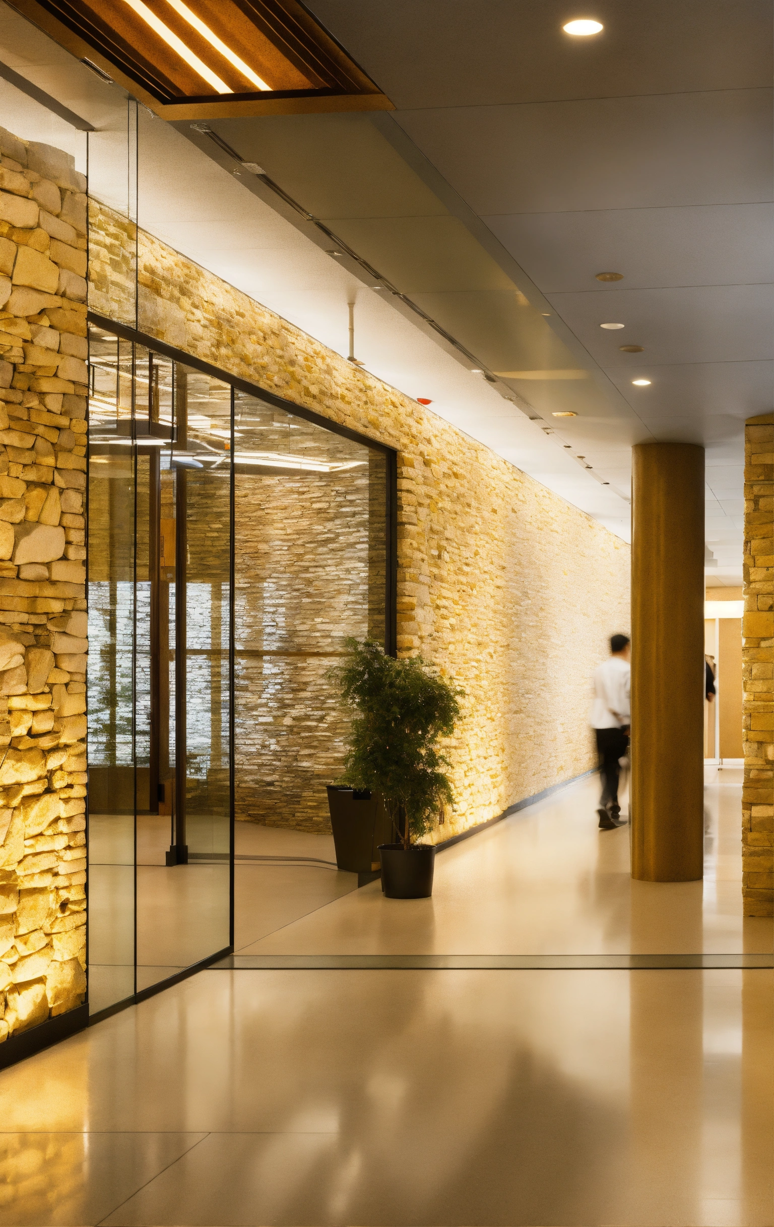 Lexica - Airport corridor, one side of the corridor full height glass ...