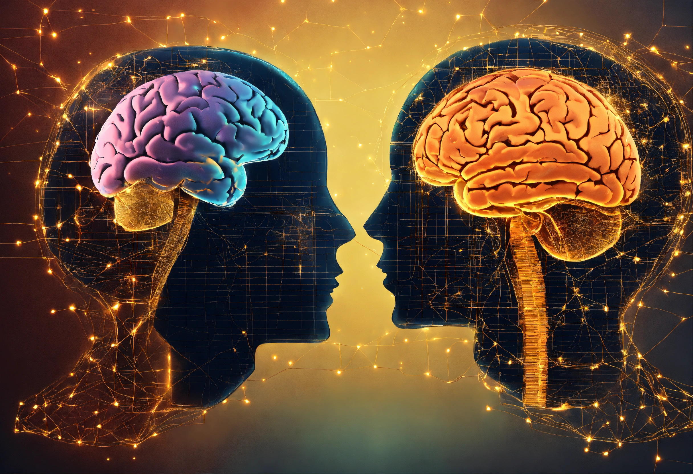 Lexica - 2 brains outline communicating with each other