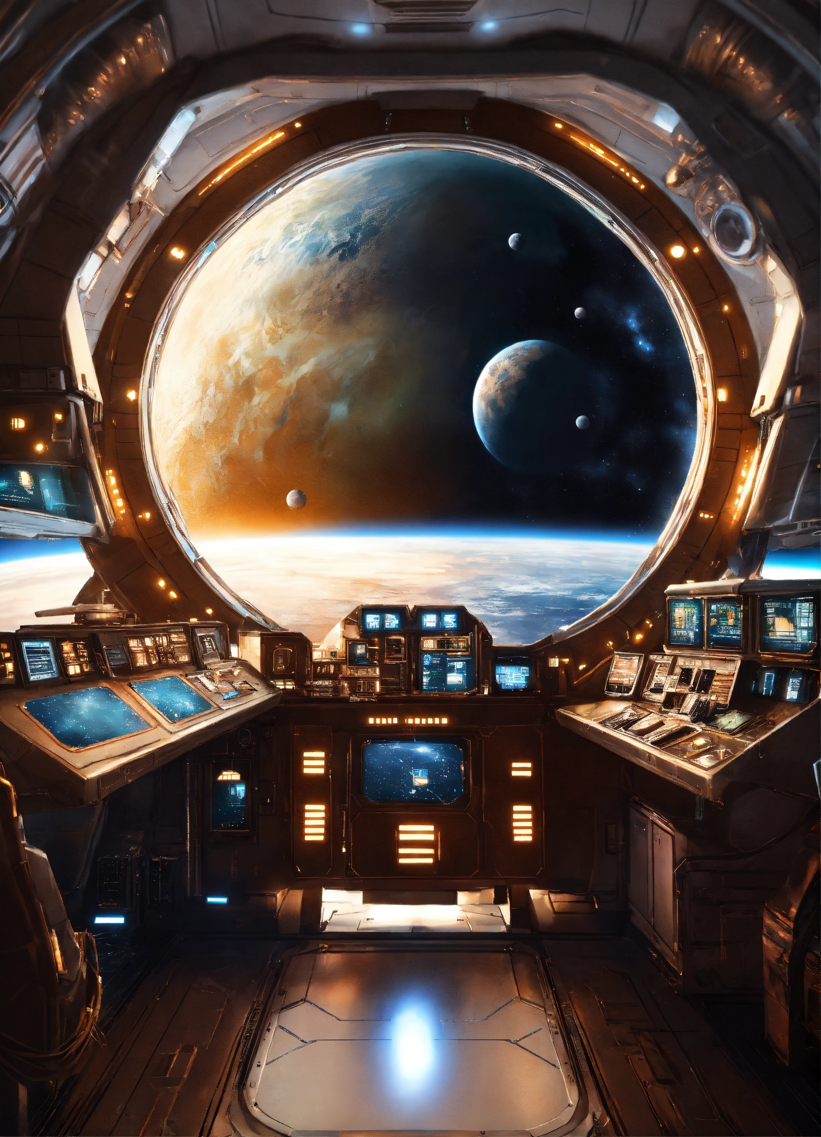 Lexica - Spaceship. View of space from a ship, realistic