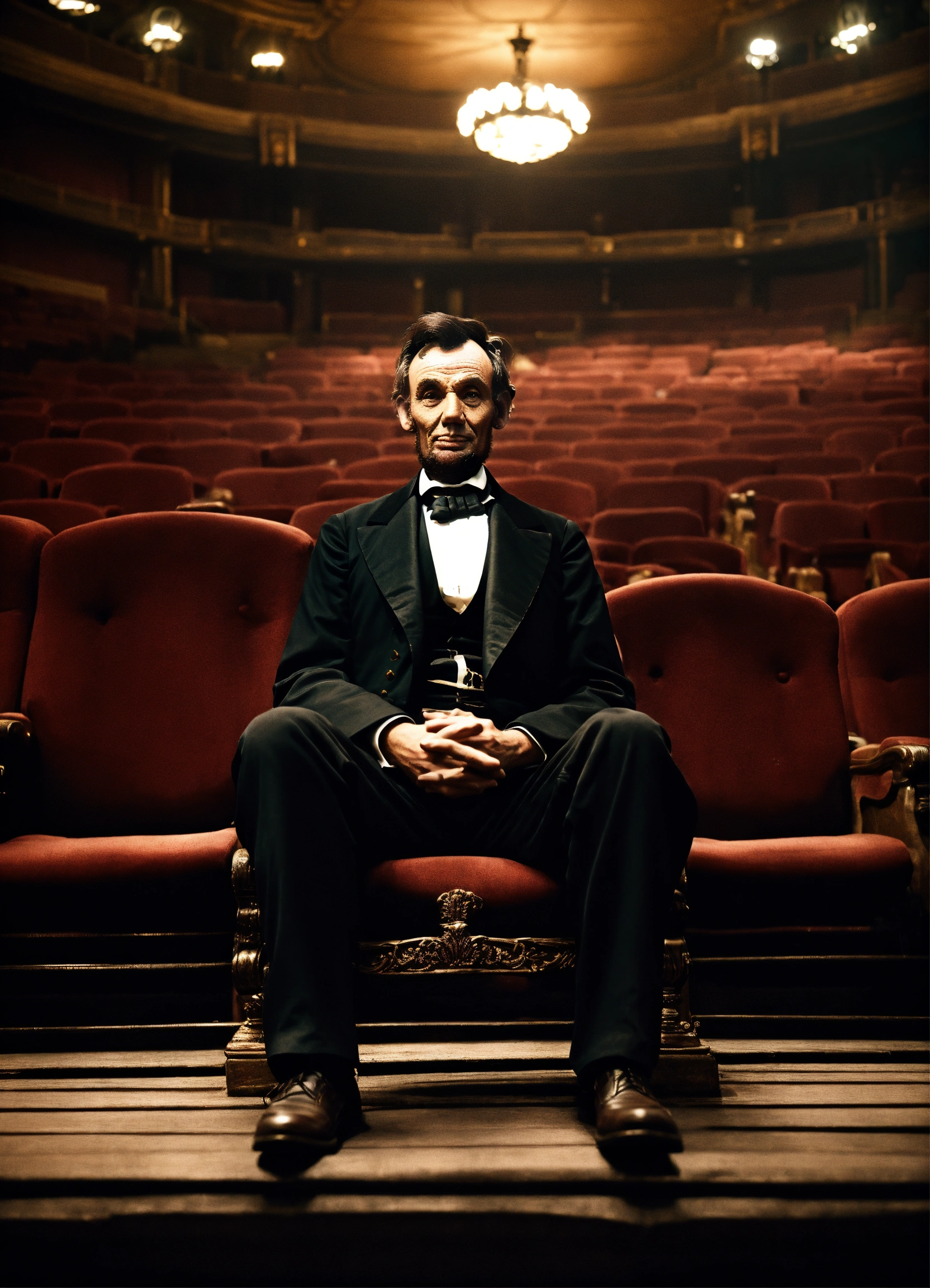 Lexica - Abraham lincoln sit on the theatre, cinematic style