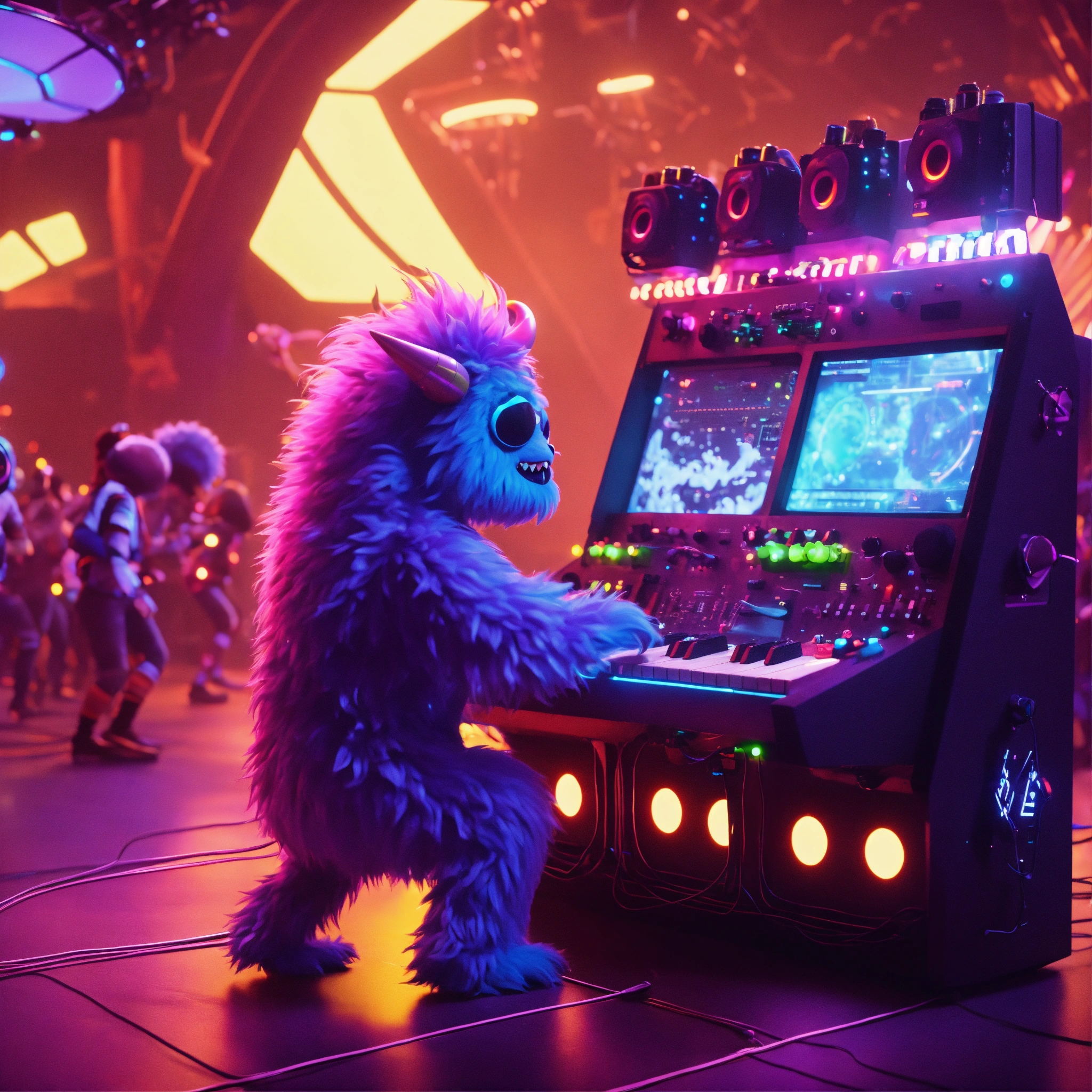 Lexica - Zoom out FUN LOVING CUTE hairy monster cartoon character ...