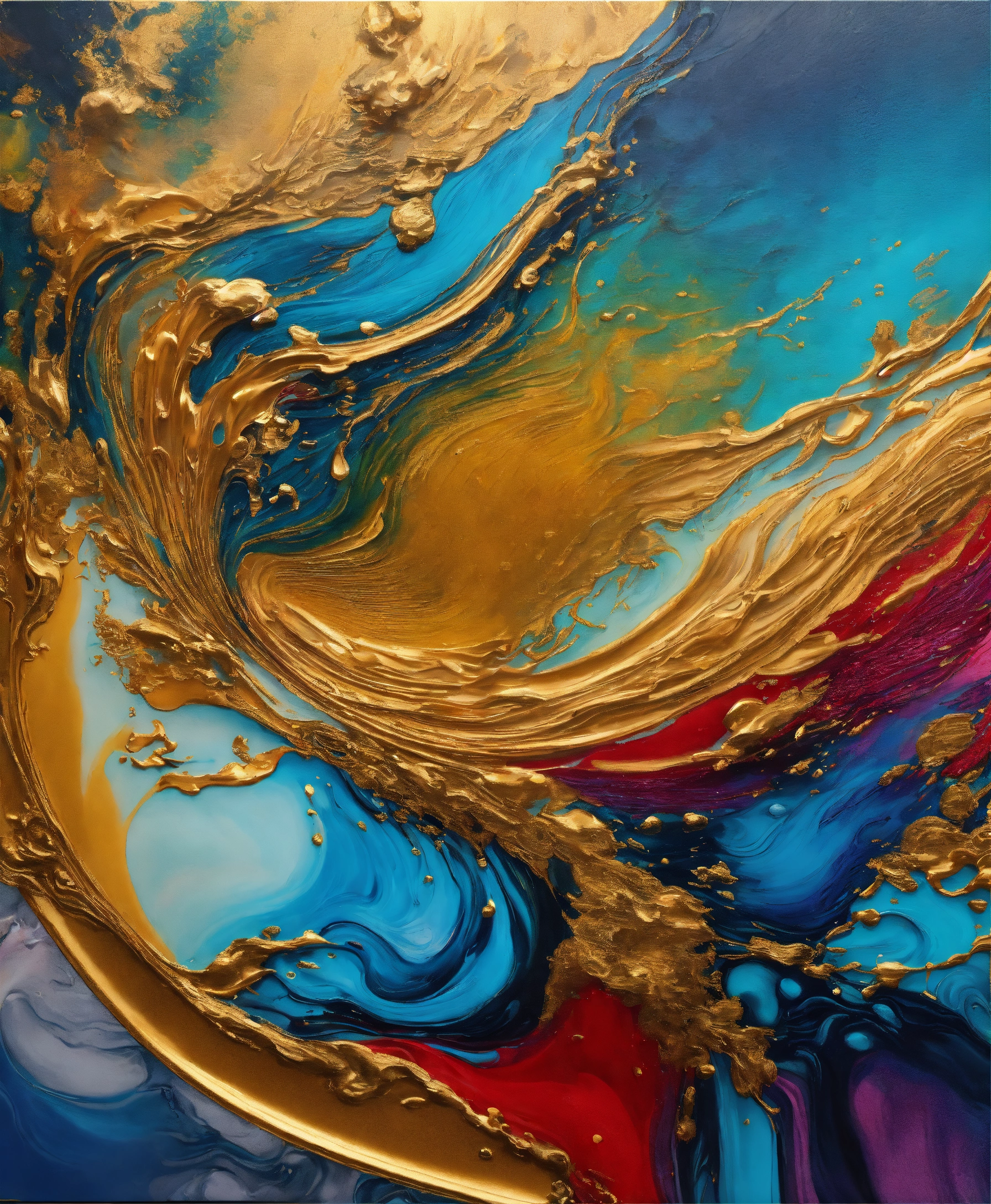 Lexica - Colorful abstract painting oil and water complex complicated ...