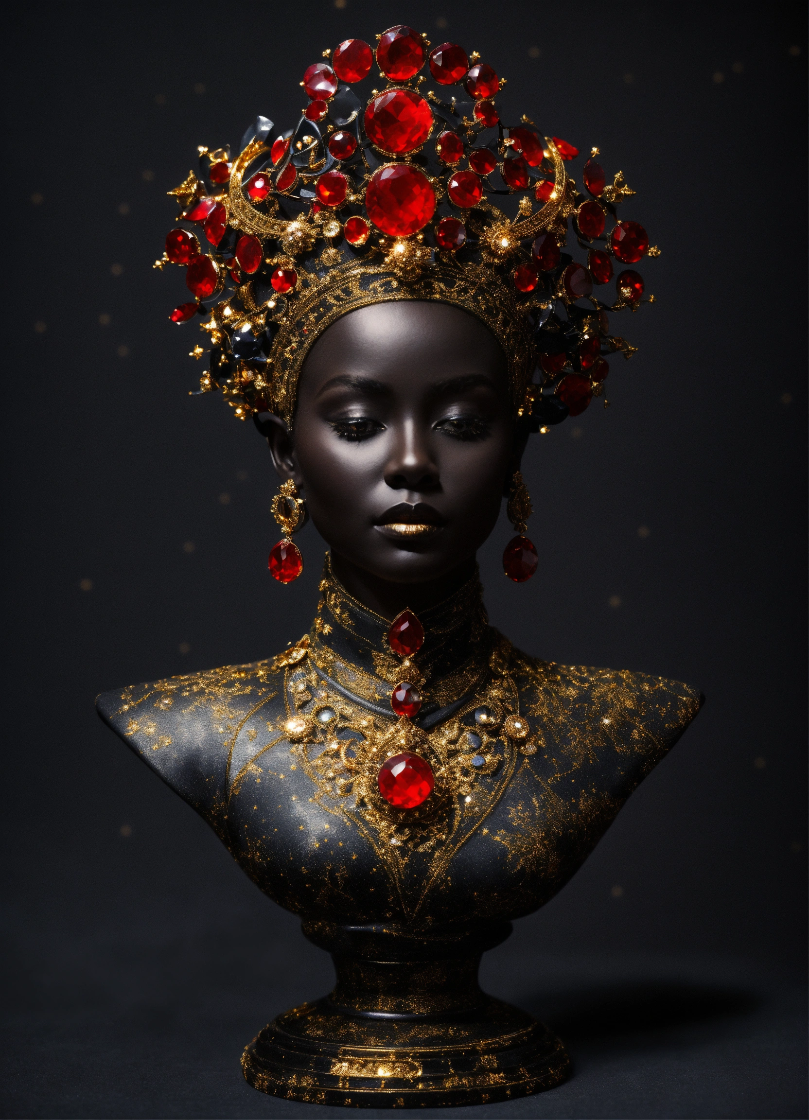 Lexica - Minimalism. Black Solar Queen with long oversized red flowing ...