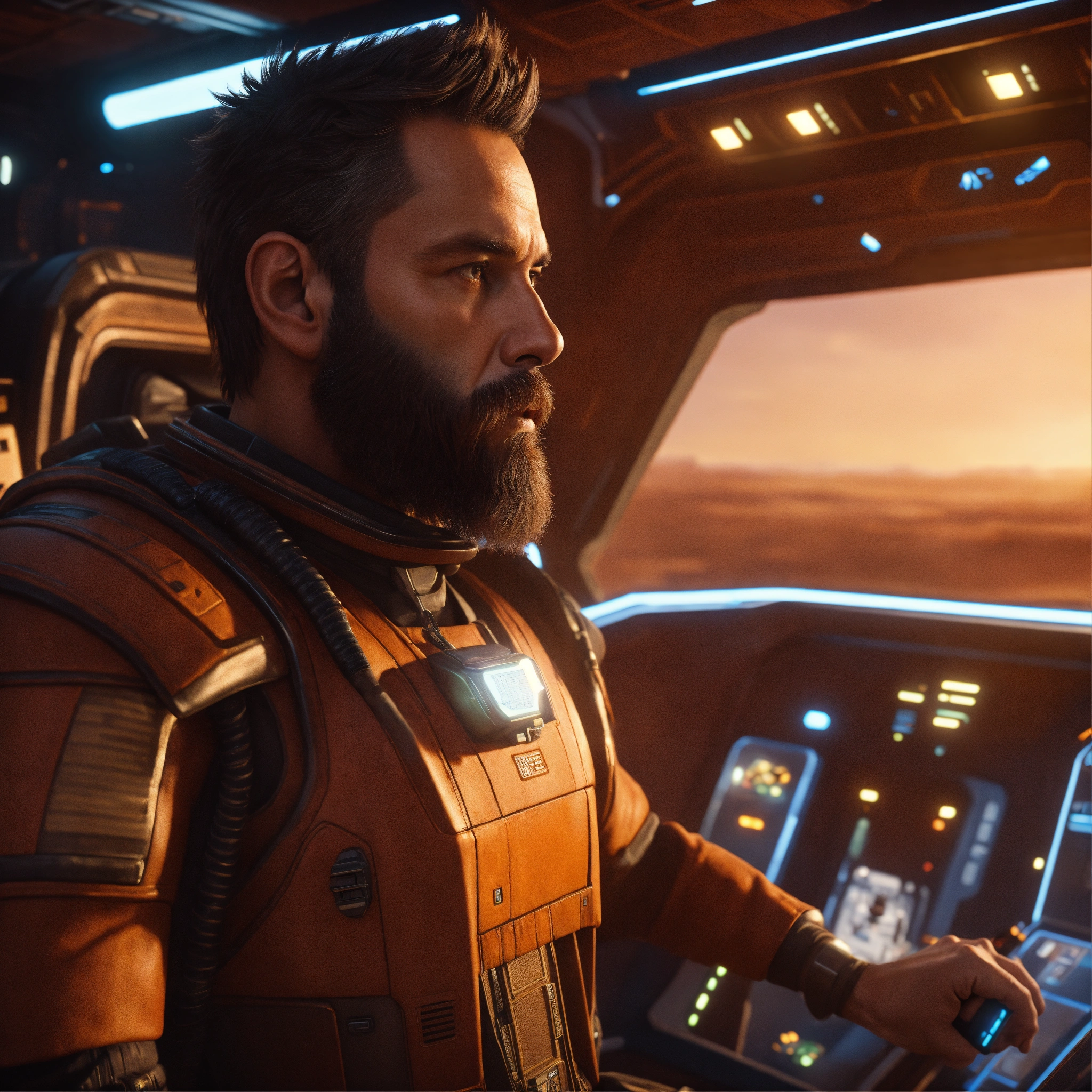 Lexica - A 45 year old masculine man with trim beard steals a space ...